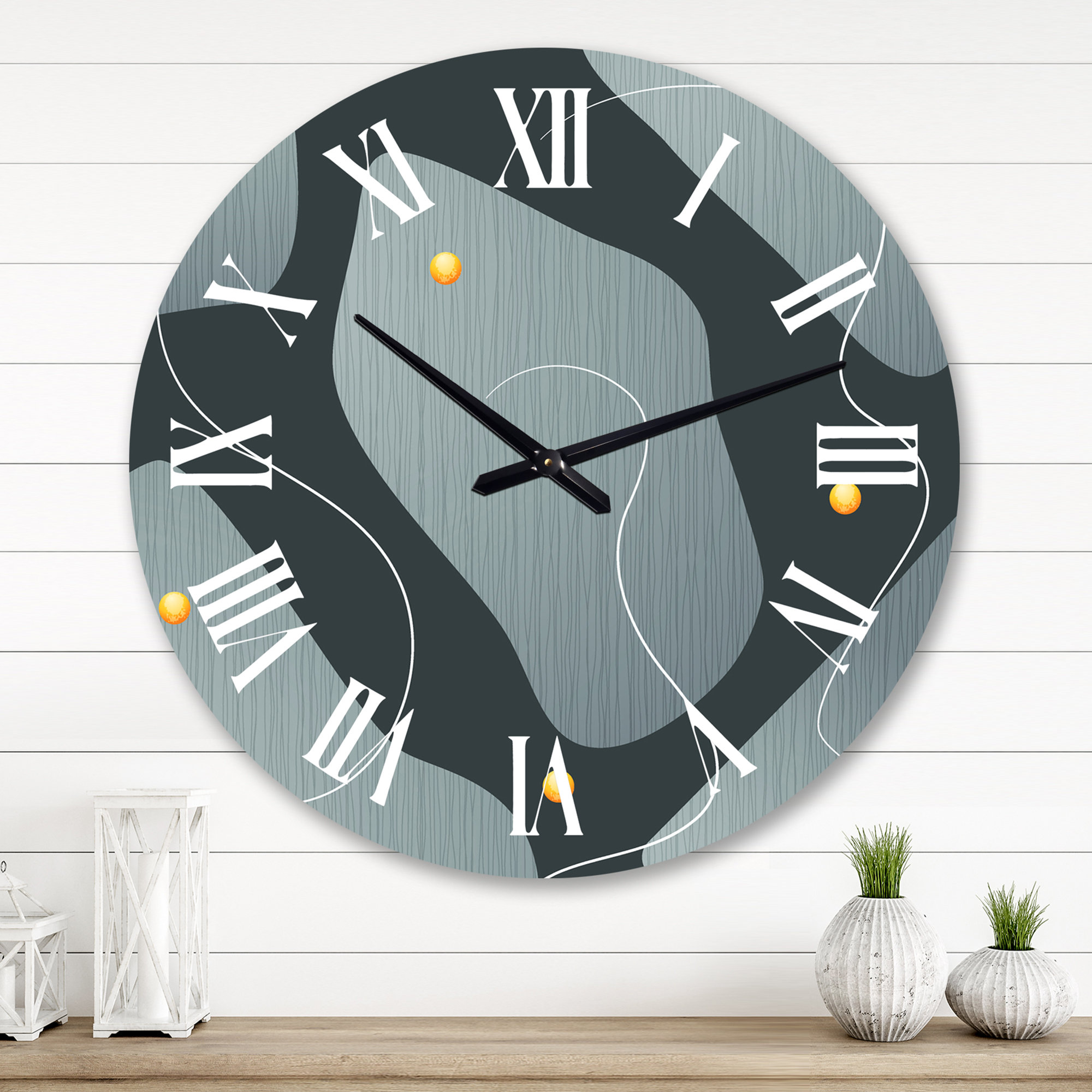 East Urban Home Grey Fluid 90S Designs II - Transitional Wall Clock ...