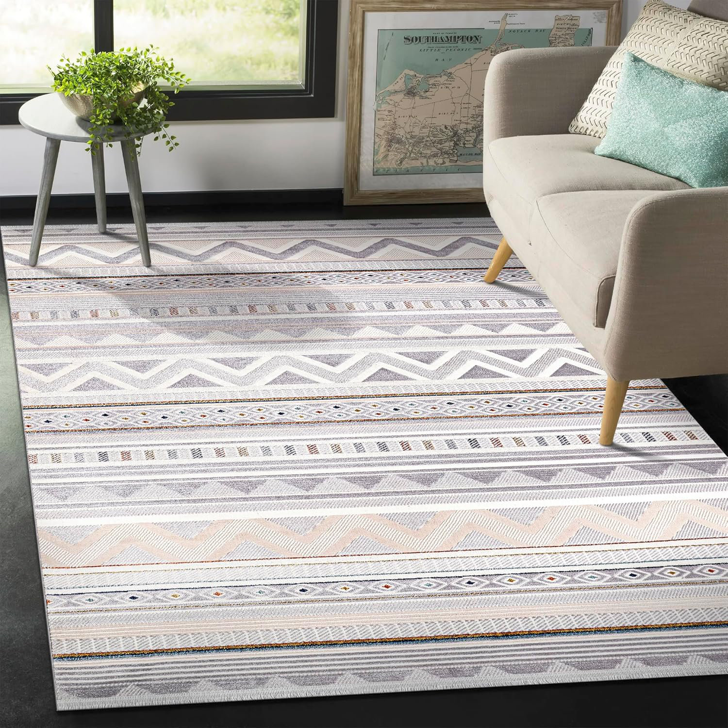 NETLINE HOME Indoor Area Rugs Low Pile Bedroom Rug Non Slip Floor Mat ...