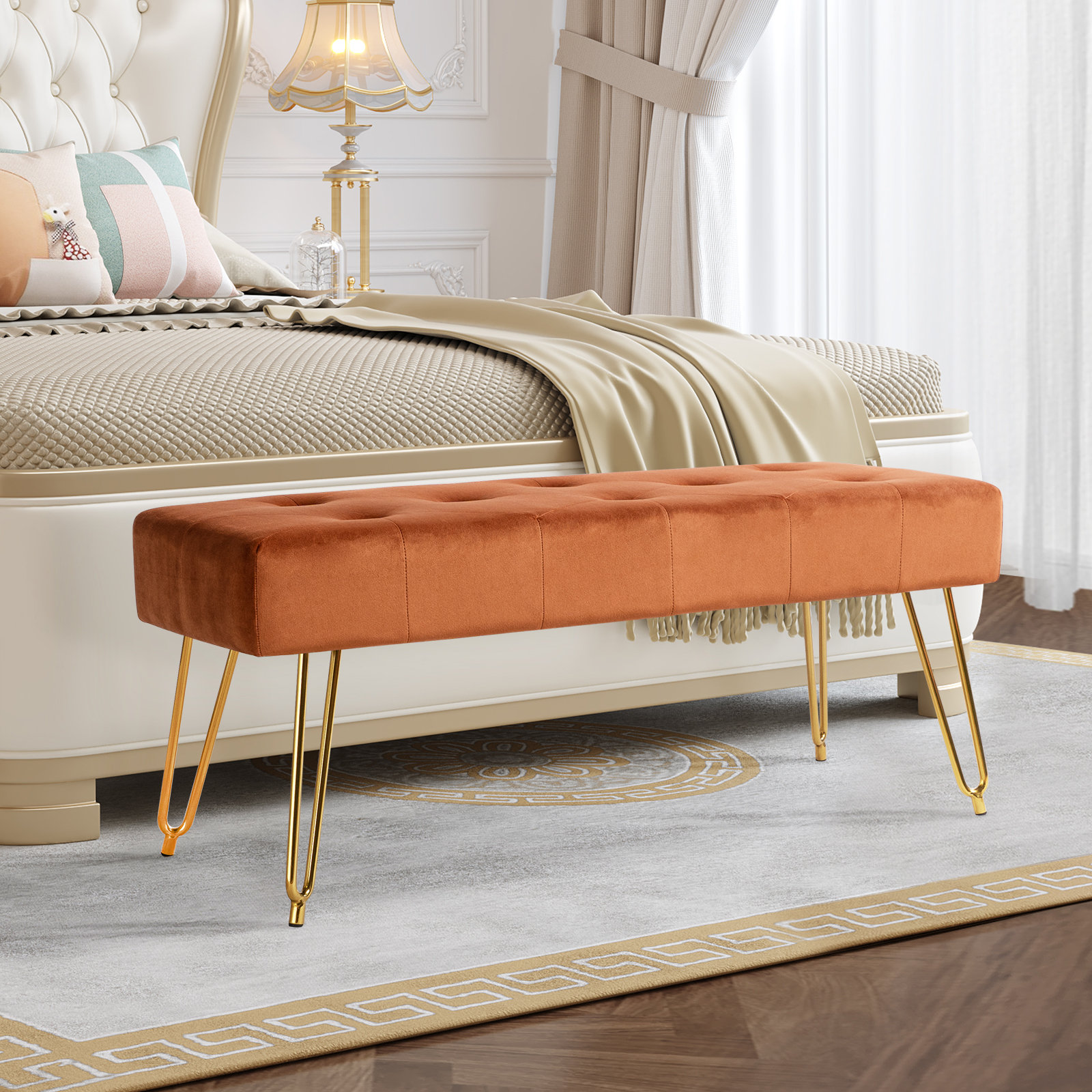 Mercer41 Saichi Velvet Upholstered Bench | Wayfair