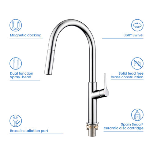 KIBI USA KIBI Fusion Pull Down Kitchen Faucet | Wayfair
