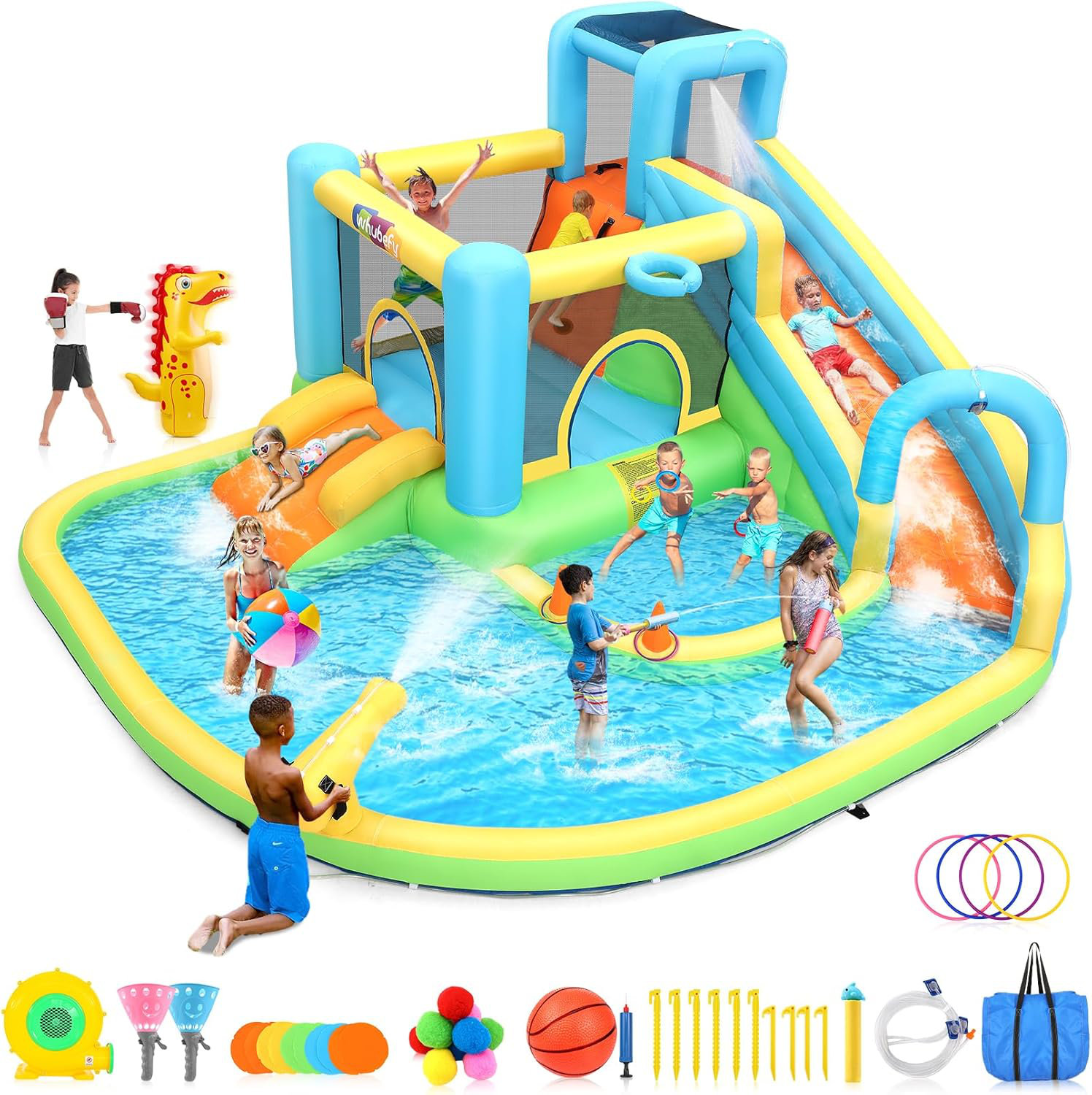Ancheer 12.8'X12' Inflatable Bounce House Water Slide For Kids 8-12 ...