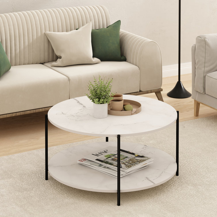 Metro Lane Clell 2-Tier Modern Round Coffee Table Table with Sturdy ...