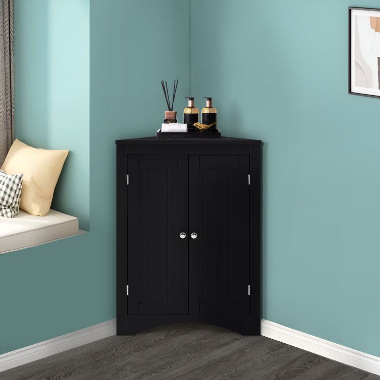 Winston Porter Chue 24.3'' Free Standing Corner Cabinet with Doors and ...