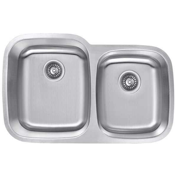 Brite 32'' L Undermount Double Bowl Stainless Steel Kitchen Sink ...