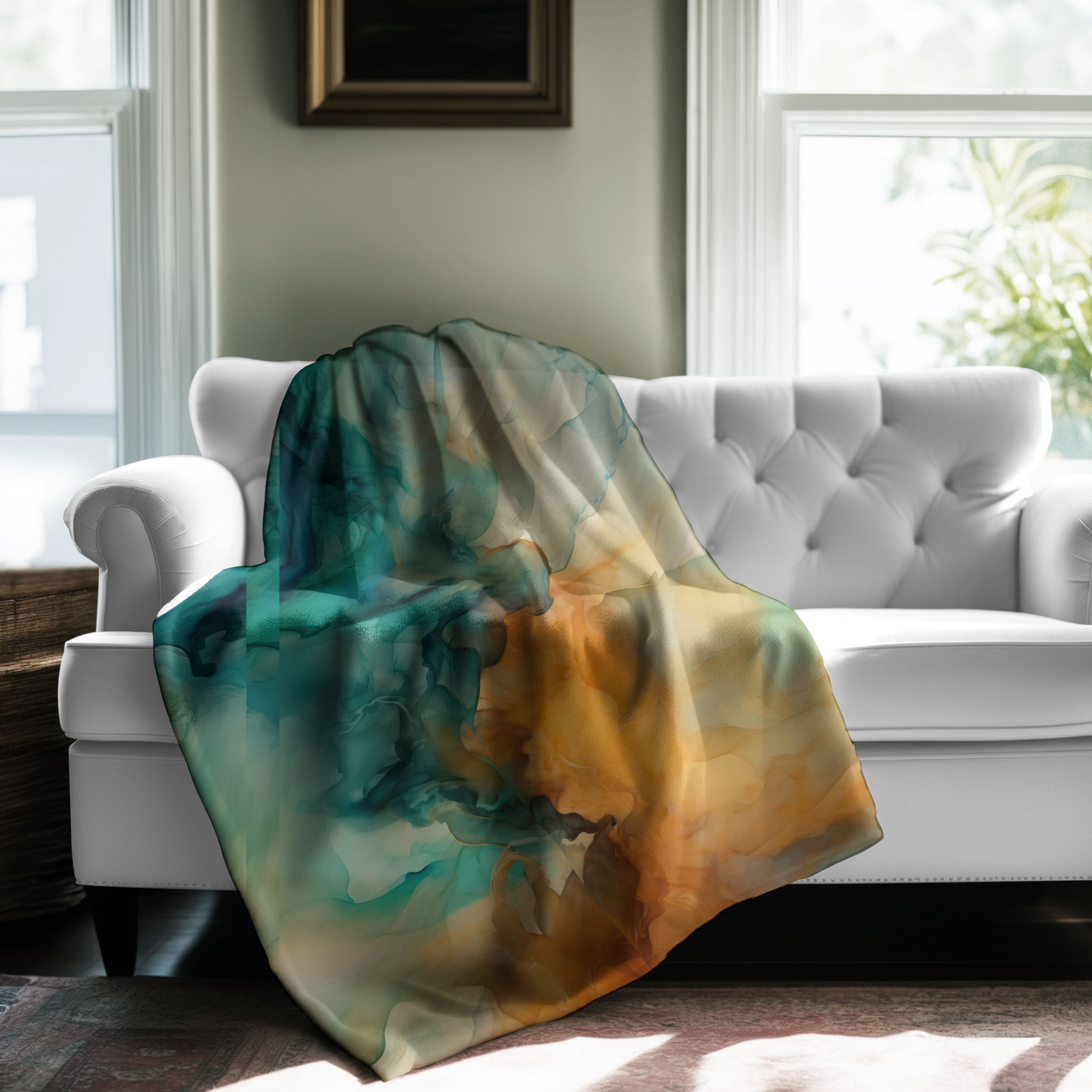 MentionedYou Smoky Teal Ink - 1 Piece Premium Blanket | Wayfair