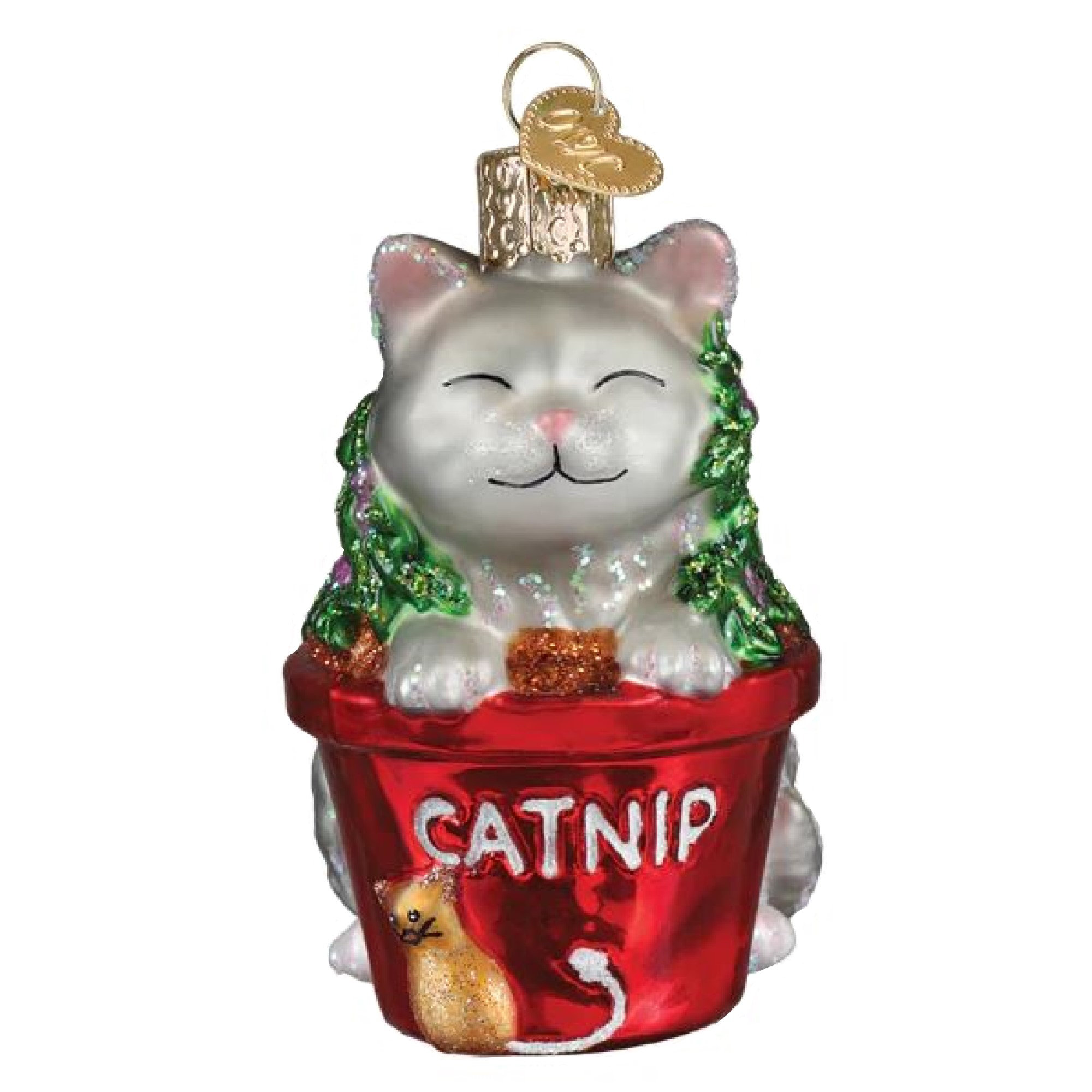 Old World Christmas Blown Glass Ornament for Christmas Tree, Catnip Cat ...