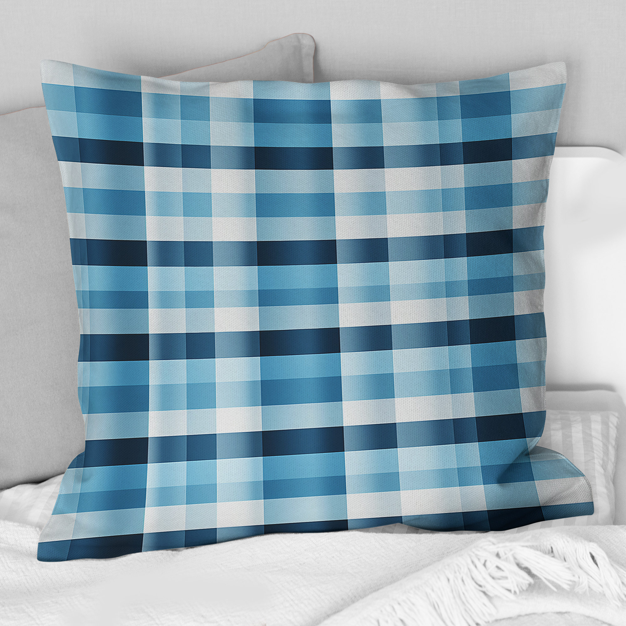 Design Art Nautical Charm Blue Plaid Pattern - Plaid Printed Throw ...