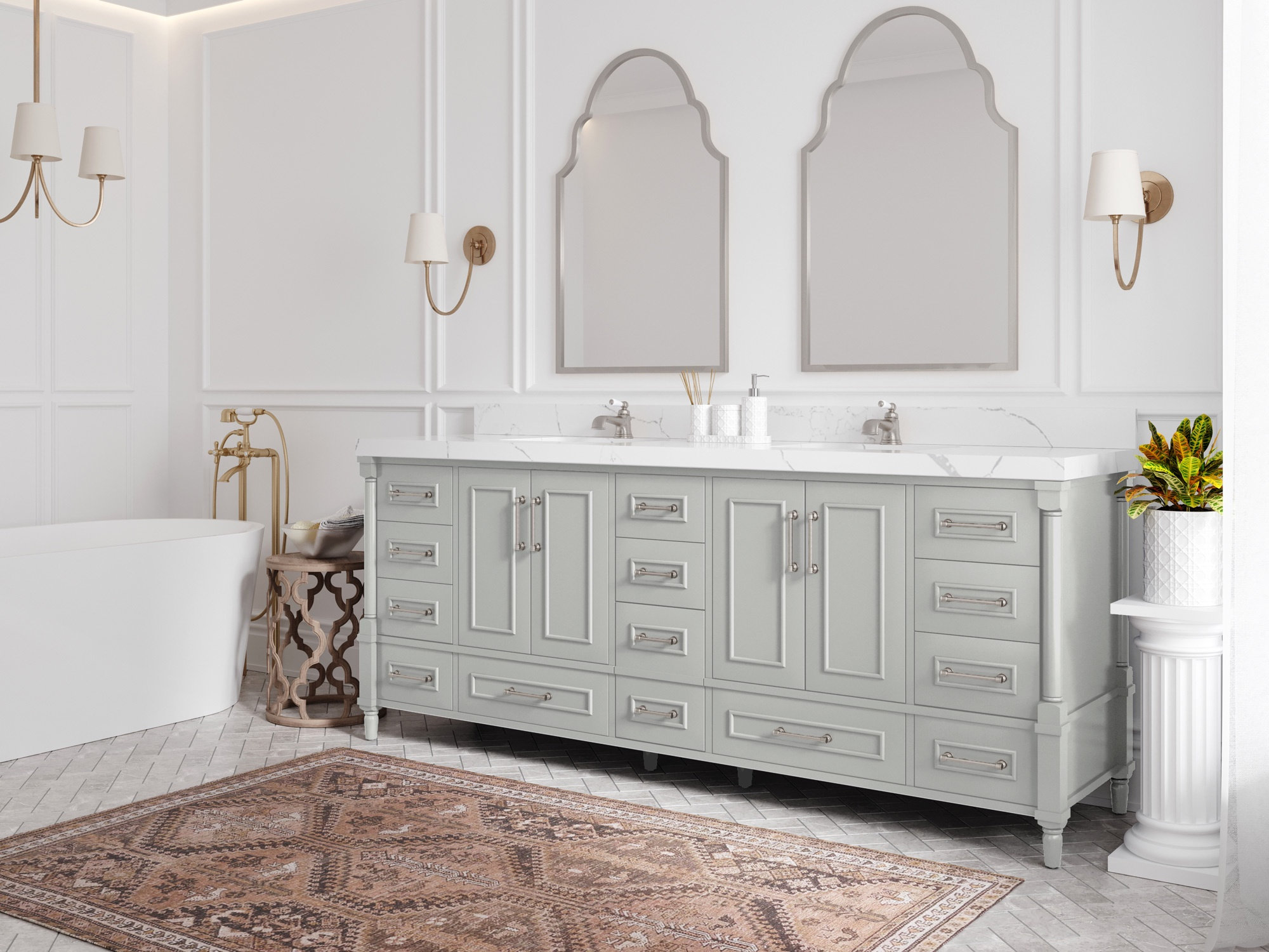 Willow Collections 84 In. W X 22 In. D Aberdeen Double Sink Bathroom ...