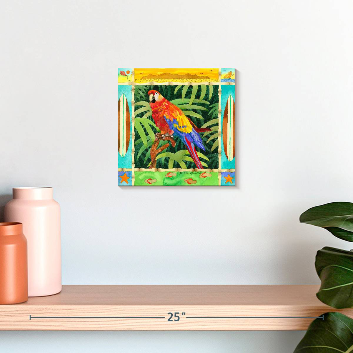 Ebern Designs Brampt Surf Parrot | Wayfair