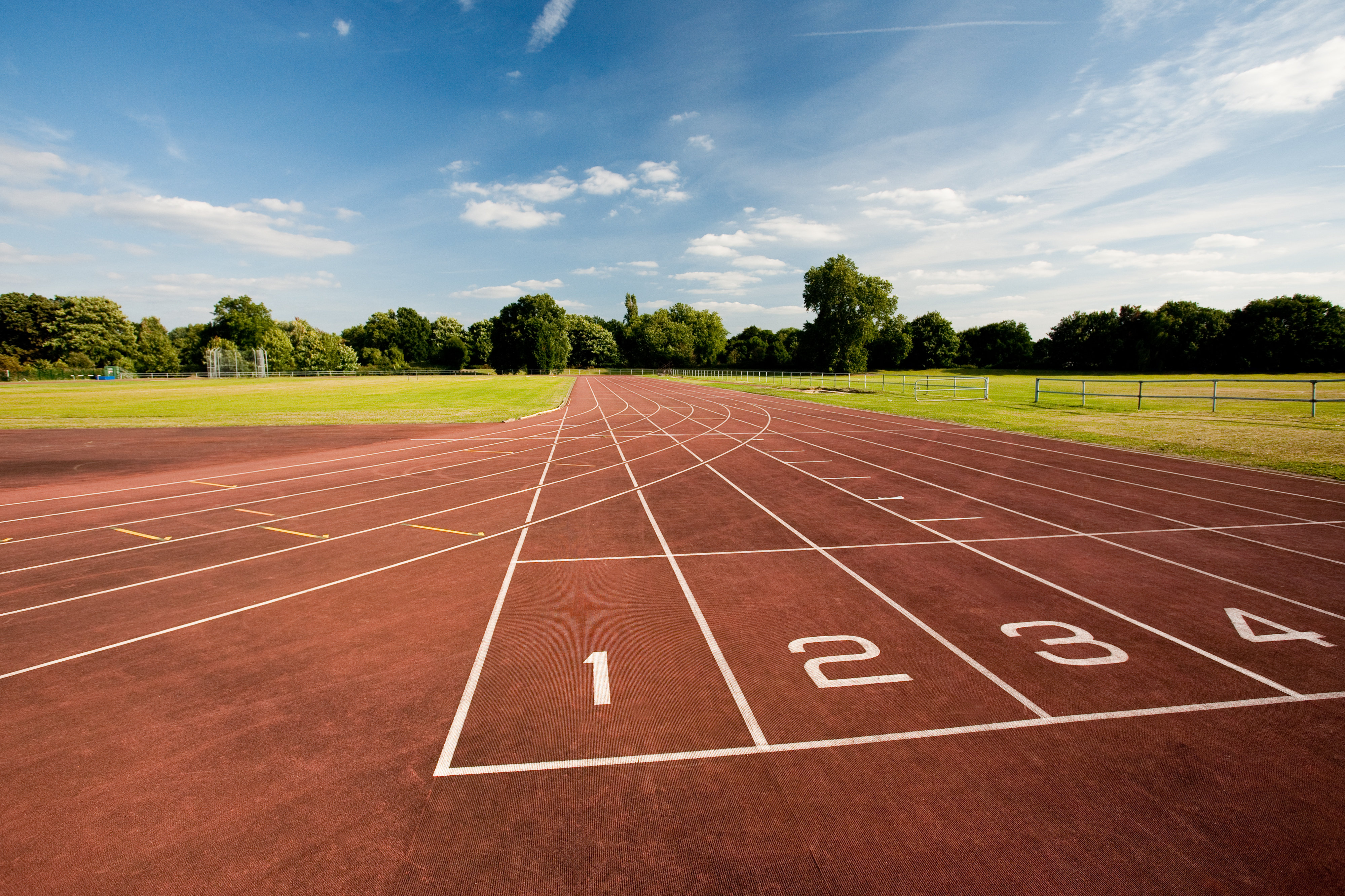 Ebern Designs Running Track - Wrapped Canvas Photograph | Wayfair