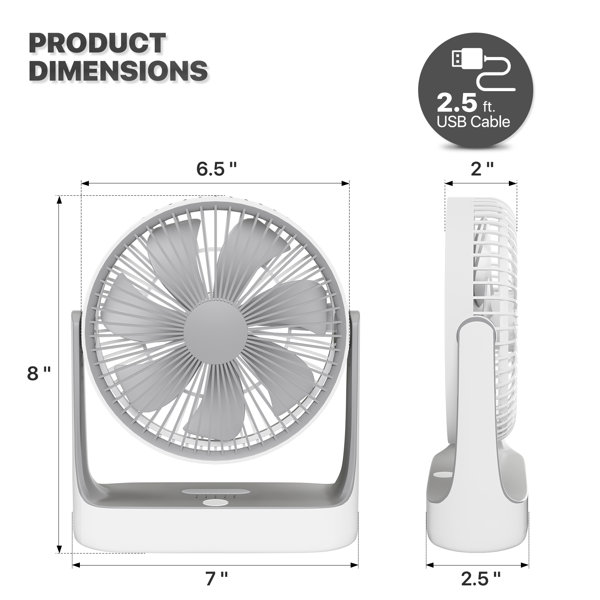 MoNiBloom 6" USB Rechargeable Desk Fan, Wall Mounted Hanging Fan with ...
