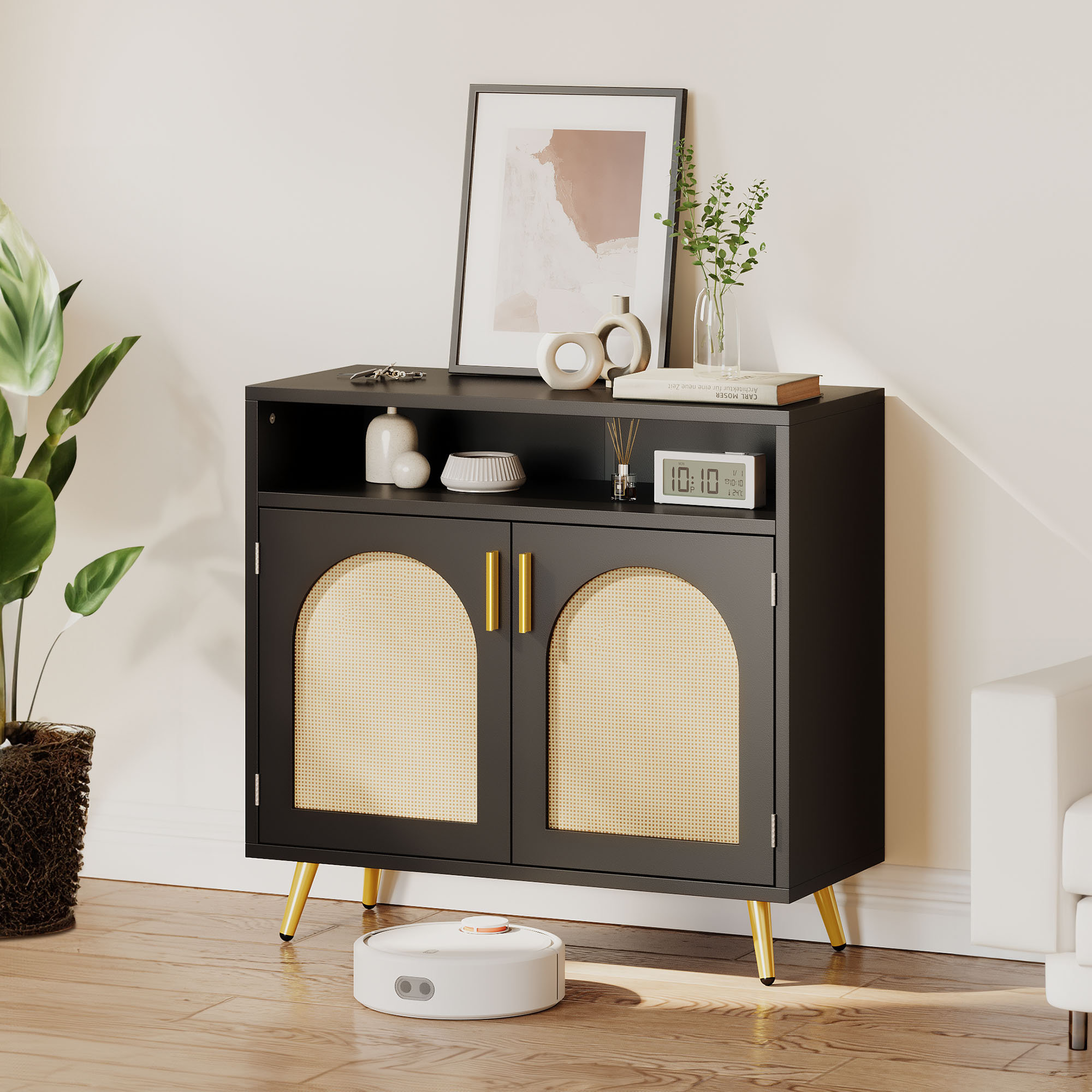 Mercer41 Jacey 31.5"W Accent Buffet Sideboard Cabinet with Adjustable ...