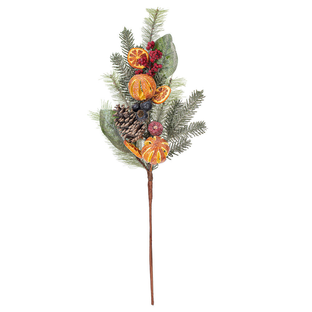 Vickerman 28" Green Mixed Pine Foliage Orange/Berry Spray. | Perigold