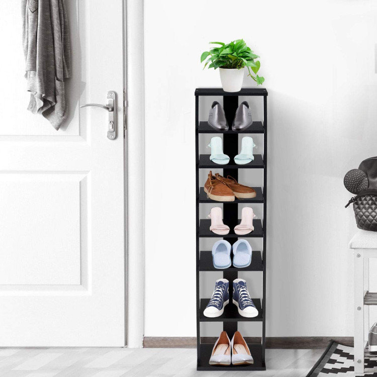 Latitude Run® 7-Tiers Vertical Wooden Space Saving Shoe Rack for Front ...