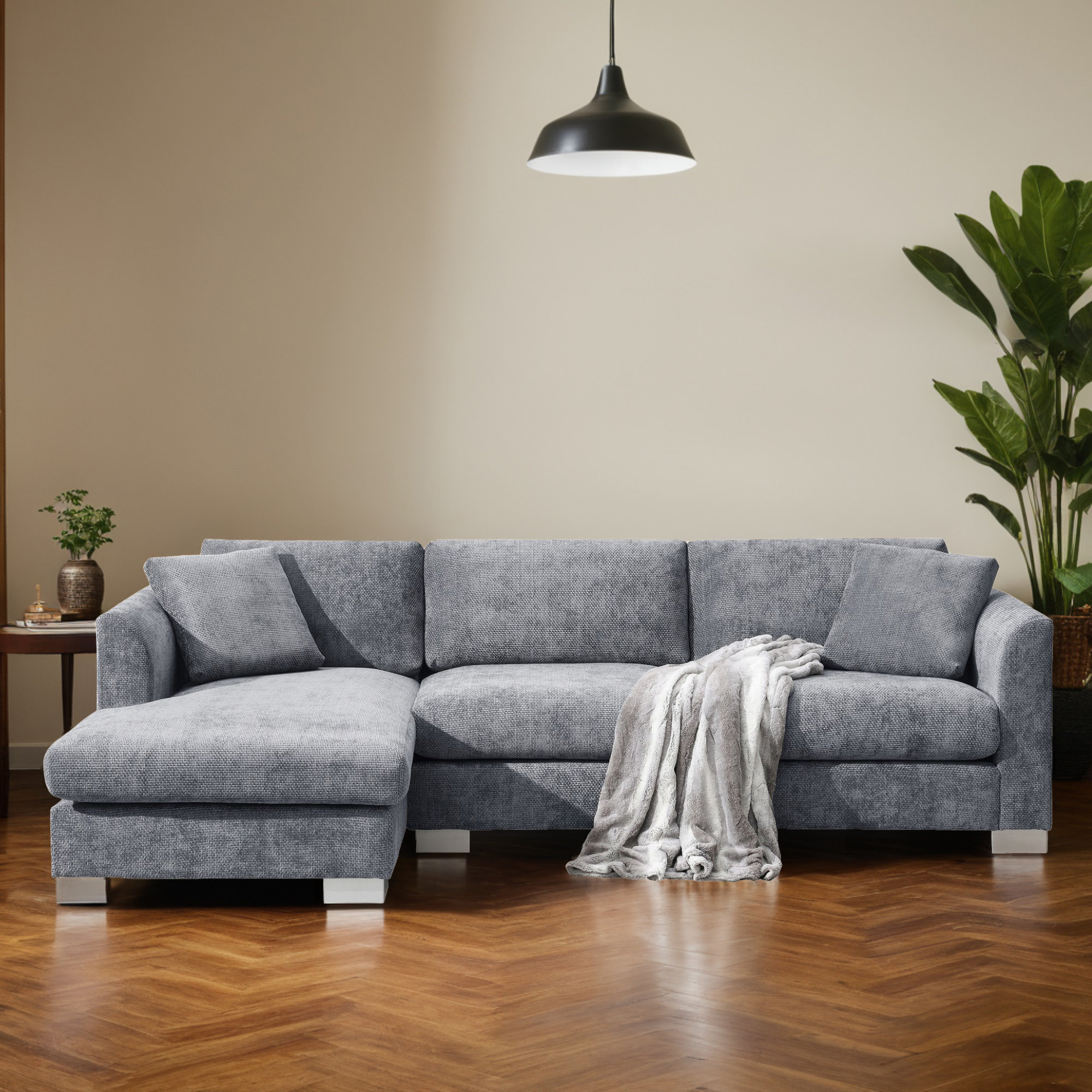 Latitude Run® 96" L-shaped Left Hand Facing Upholstered Sectional Sofa ...