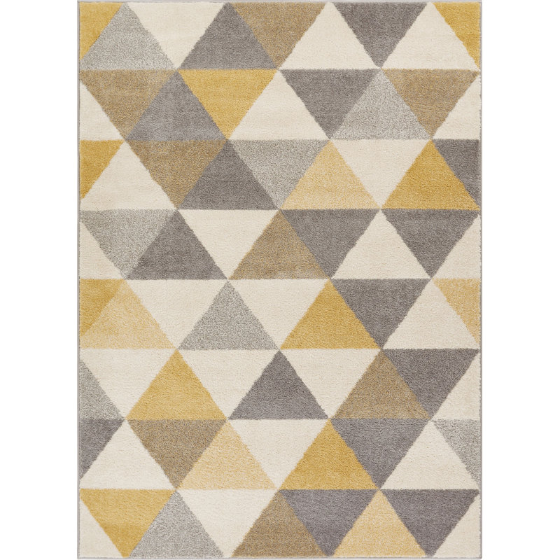 Wrought Studio Rubino Modern Geometric White/Yellow Area Rug & Reviews ...