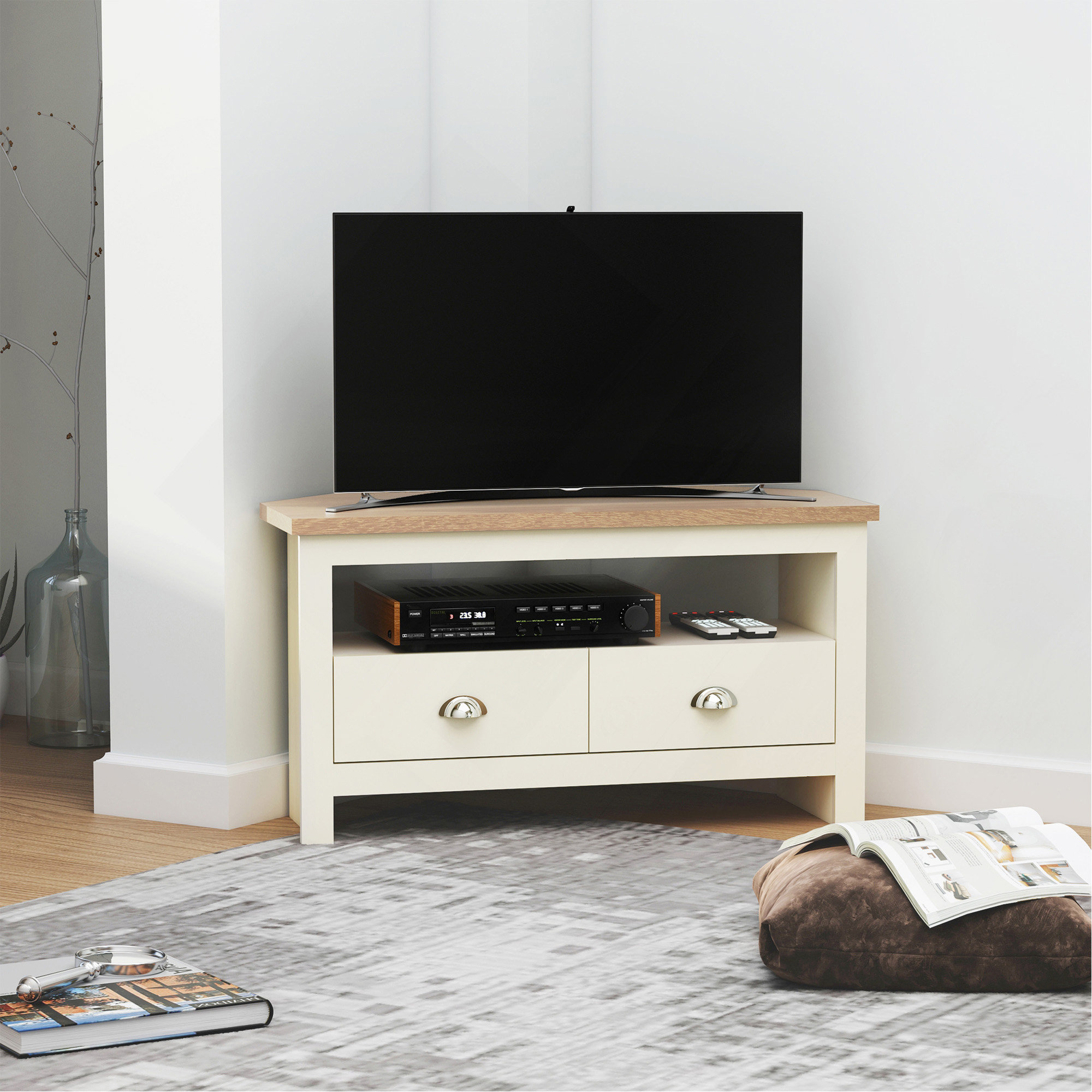 Gracie Oaks Versatile Corner TV Stand With Multiple Storage Options For ...