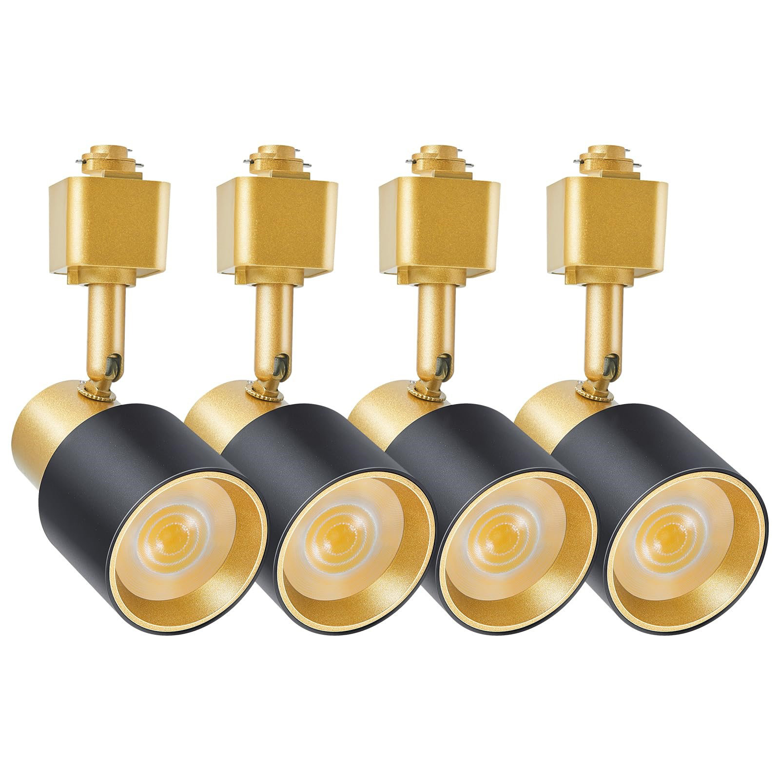 PEKTOL 10W H Track Lighting Heads Pack of 4, Black Gold LED Track Lighting Fixtures Flicker Free ...
