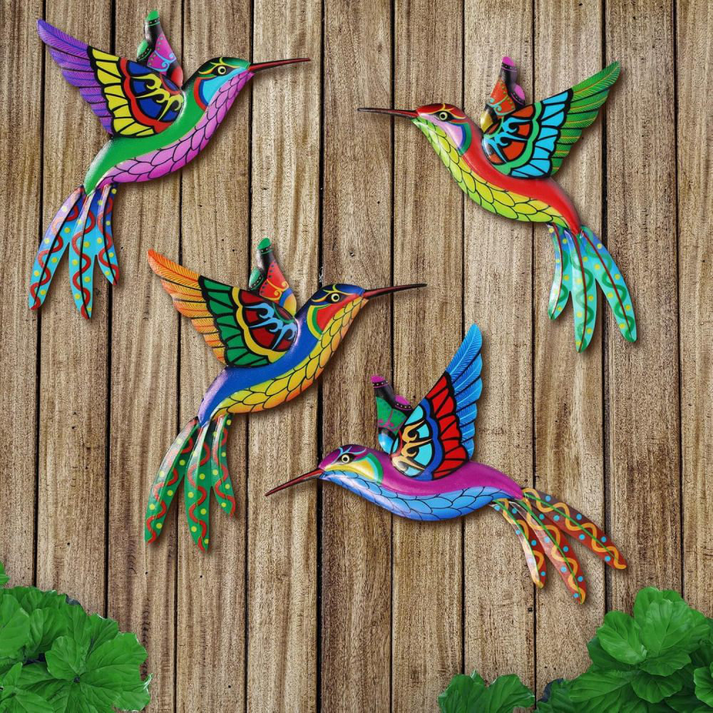 Winston Porter 4Pack Metal Hummingbird Wall Art Outdoor Decor, 3D ...