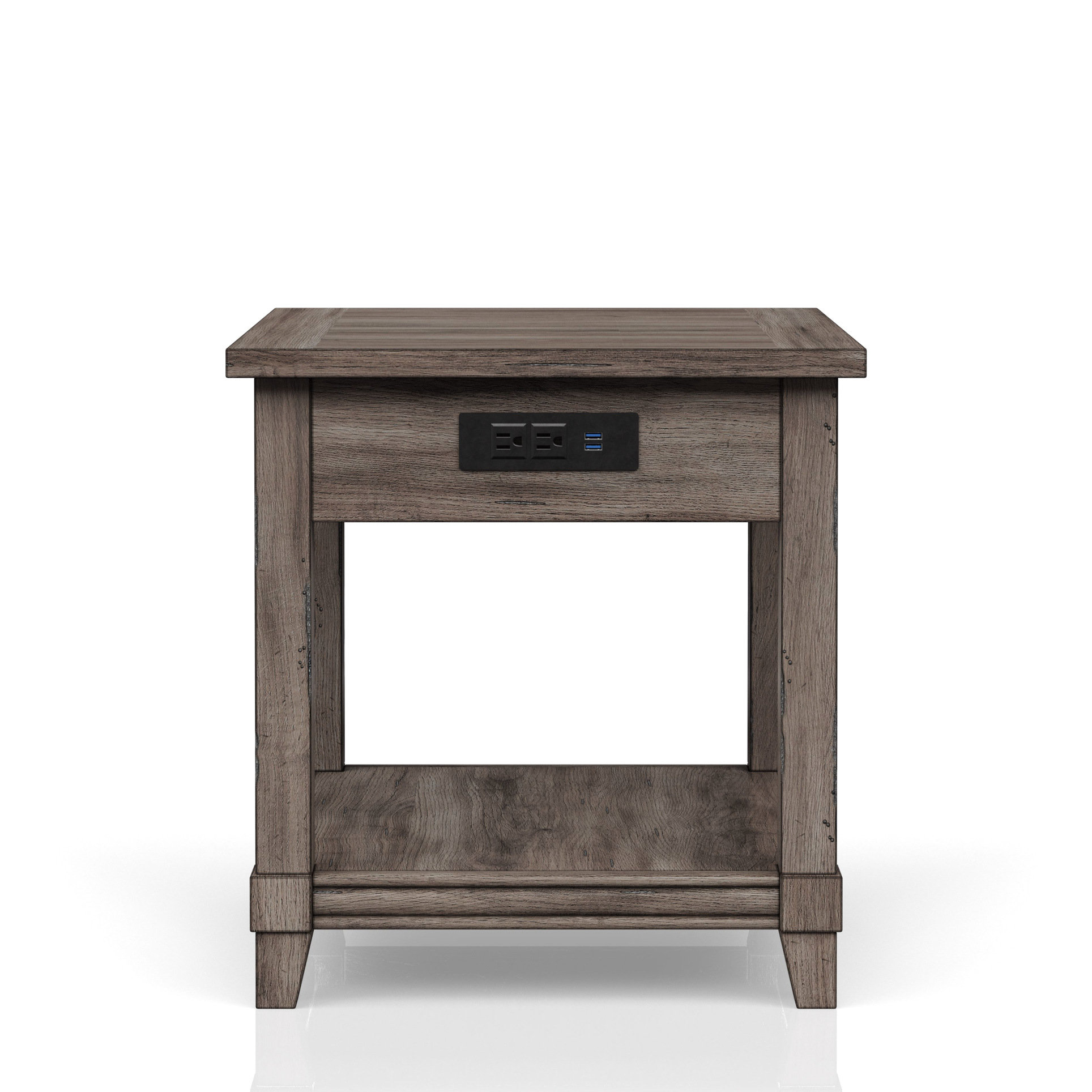 Ophelia & Co. End Table In Rustic Gray With Storage And Charging ...
