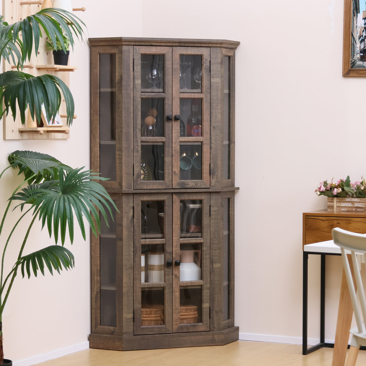 Millwood Pines Retro Hexagon Corner Dining Cabinet & Reviews | Wayfair