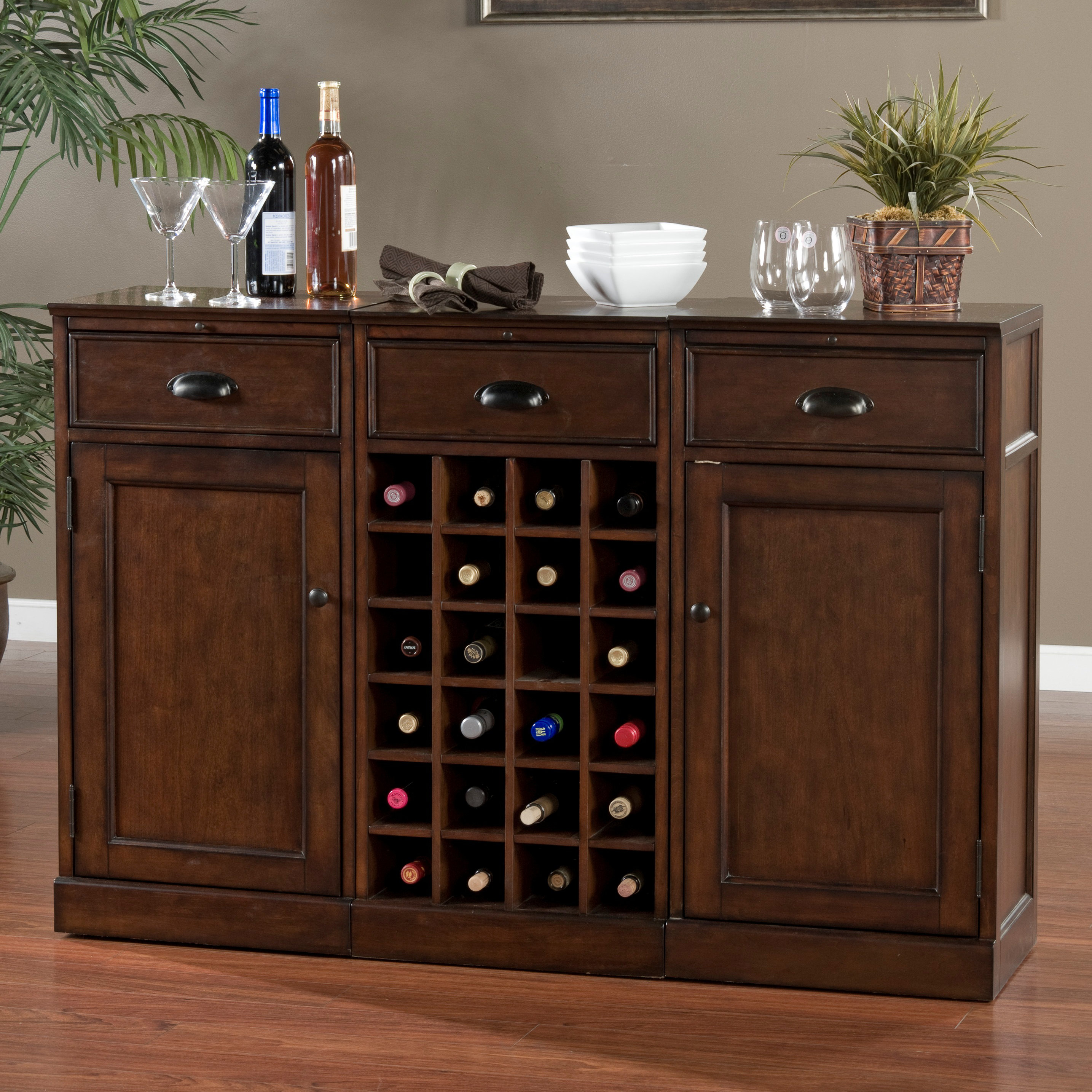 American Heritage Natalia Bar Cabinet with Wine Storage & Reviews | Wayfair
