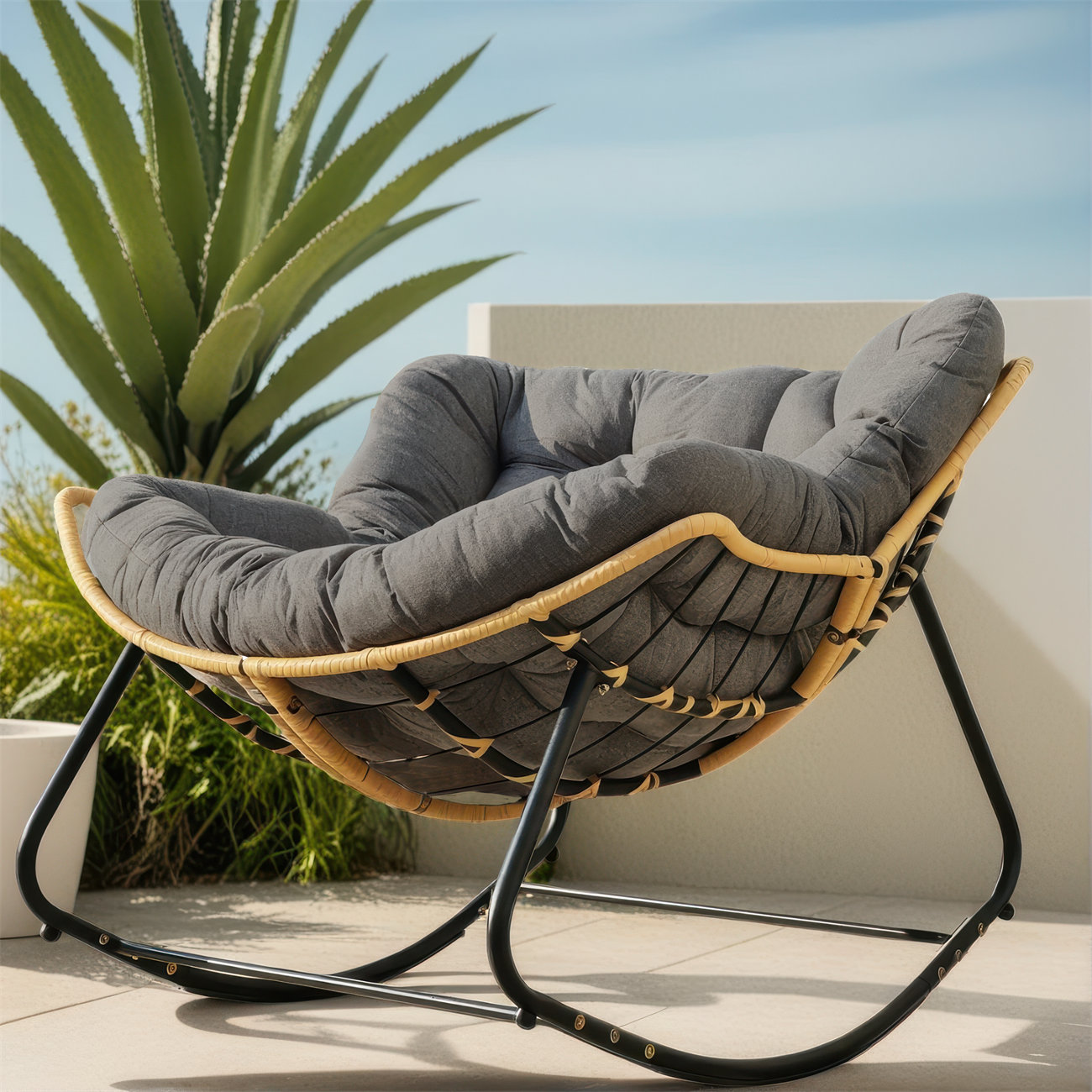 Bayou Breeze Outdoor Rocking Chair, Patio Egg Shape Rocking Chair ...