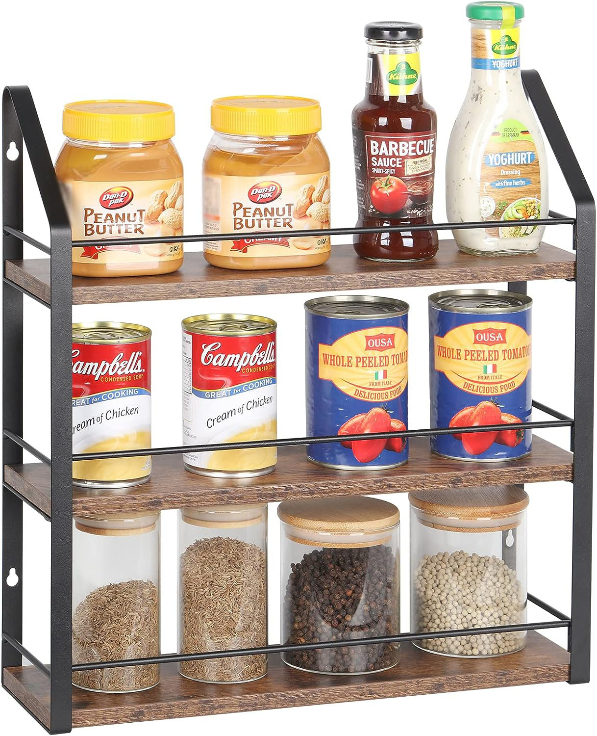 17 Stories Dashyra Wall Mounted Spice Bottle Rack, 3-Tier Storage | Wayfair
