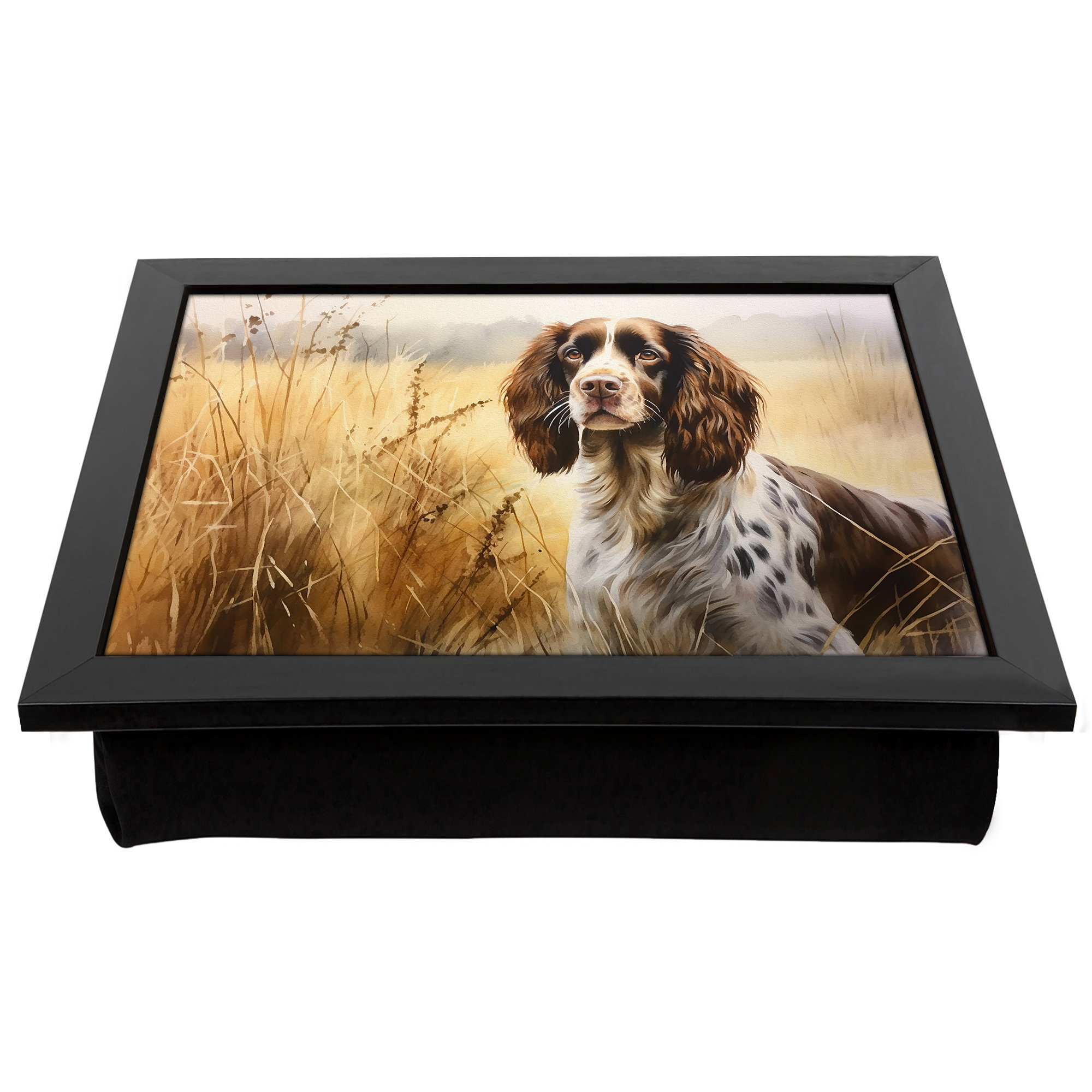 17 Stories English Springer Spaniel Watercolour Lap Tray with Cushion ...