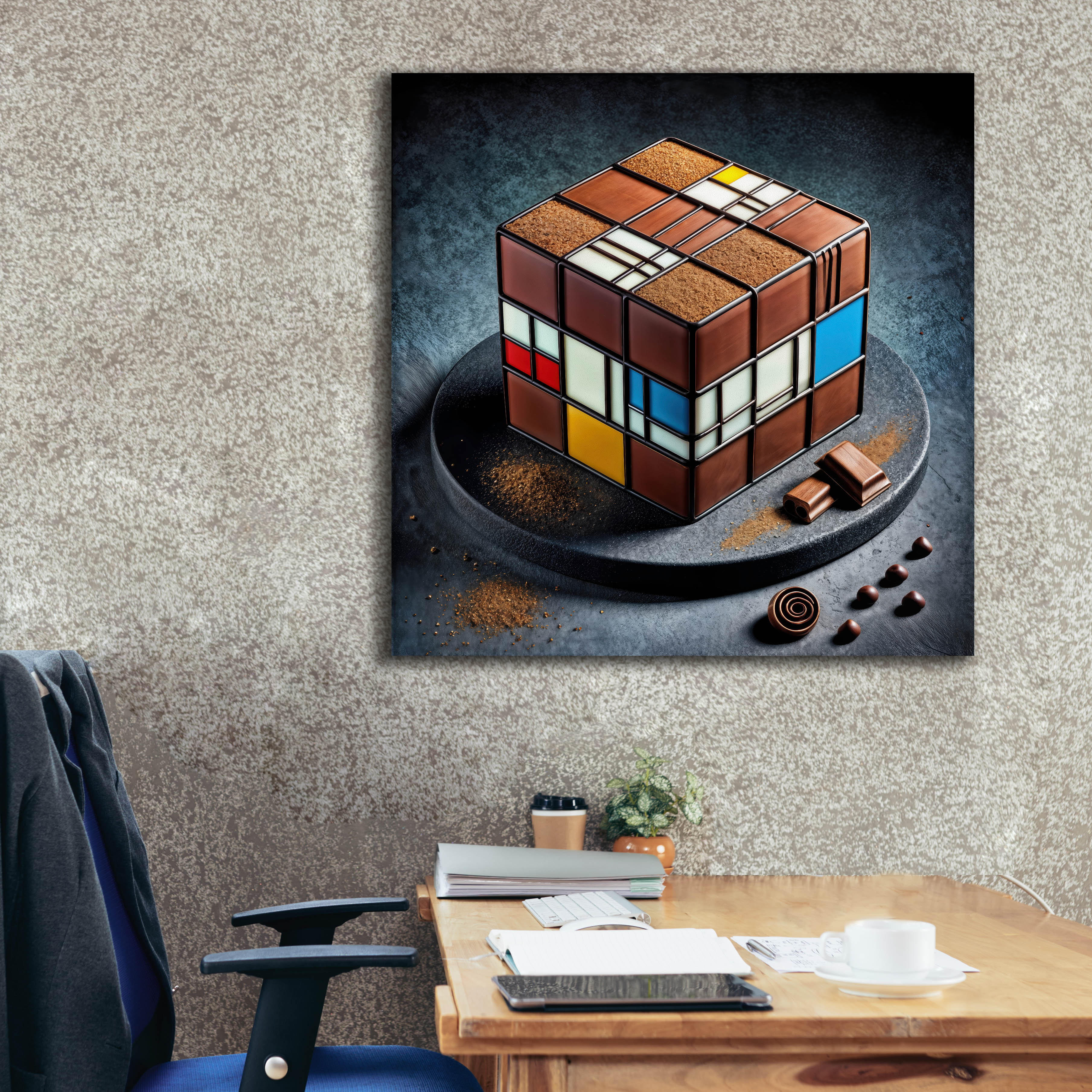 Red Barrel Studio® 'Mondrian Chocolate Cake' by Rey Klimt Canvas Wall Art | Wayfair