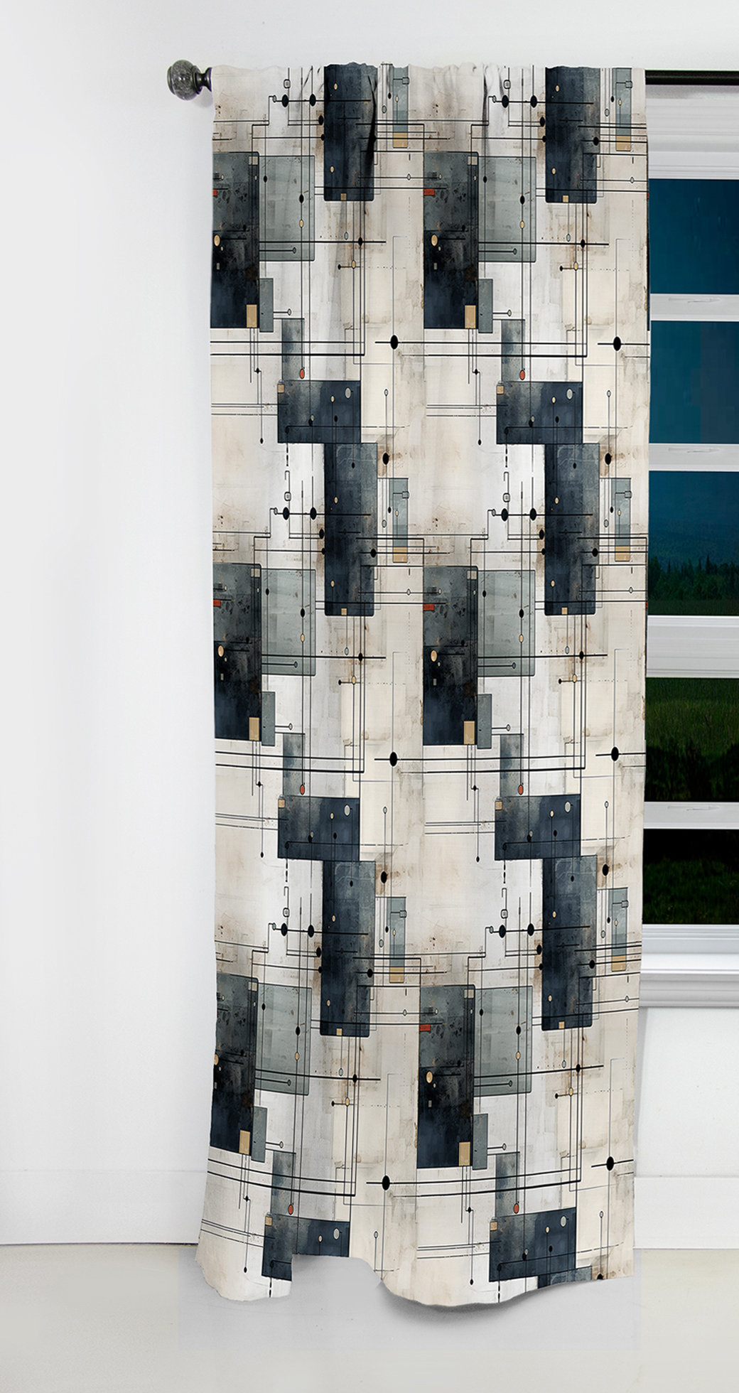 Design Art Industrial Balance I - Abstract Curtain - Blackout Geometric ...