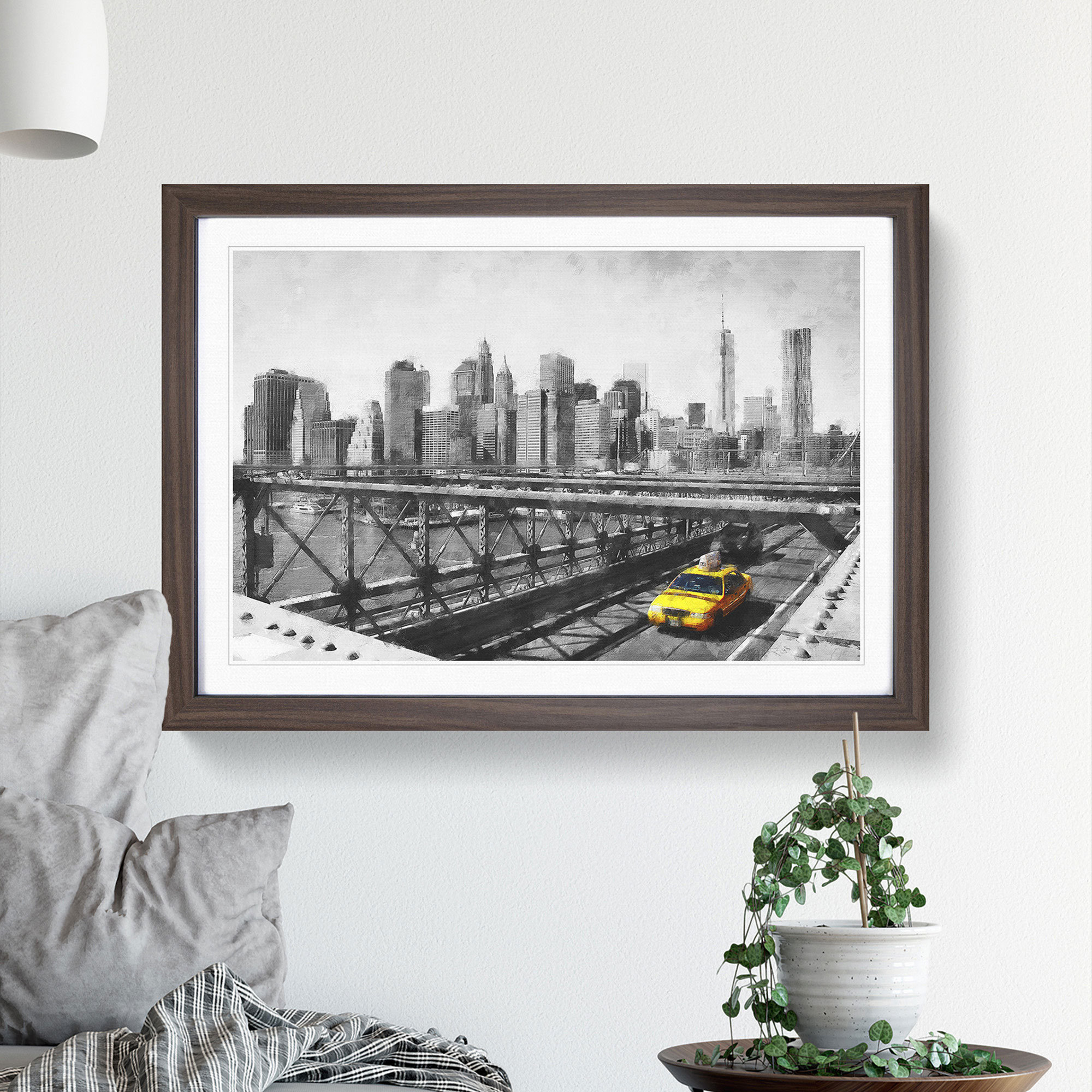East Urban Home A Yellow Taxi Cab In New York - Picture Frame Painting ...