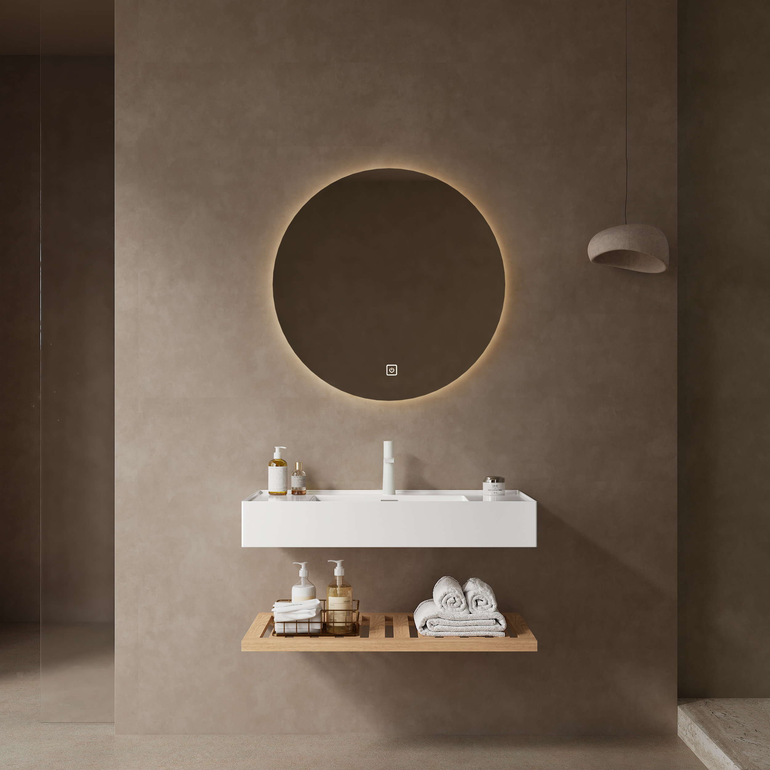 NFusion Elias Wall-Mounted Floating Bathroom Vanity with Vessel Sink ...