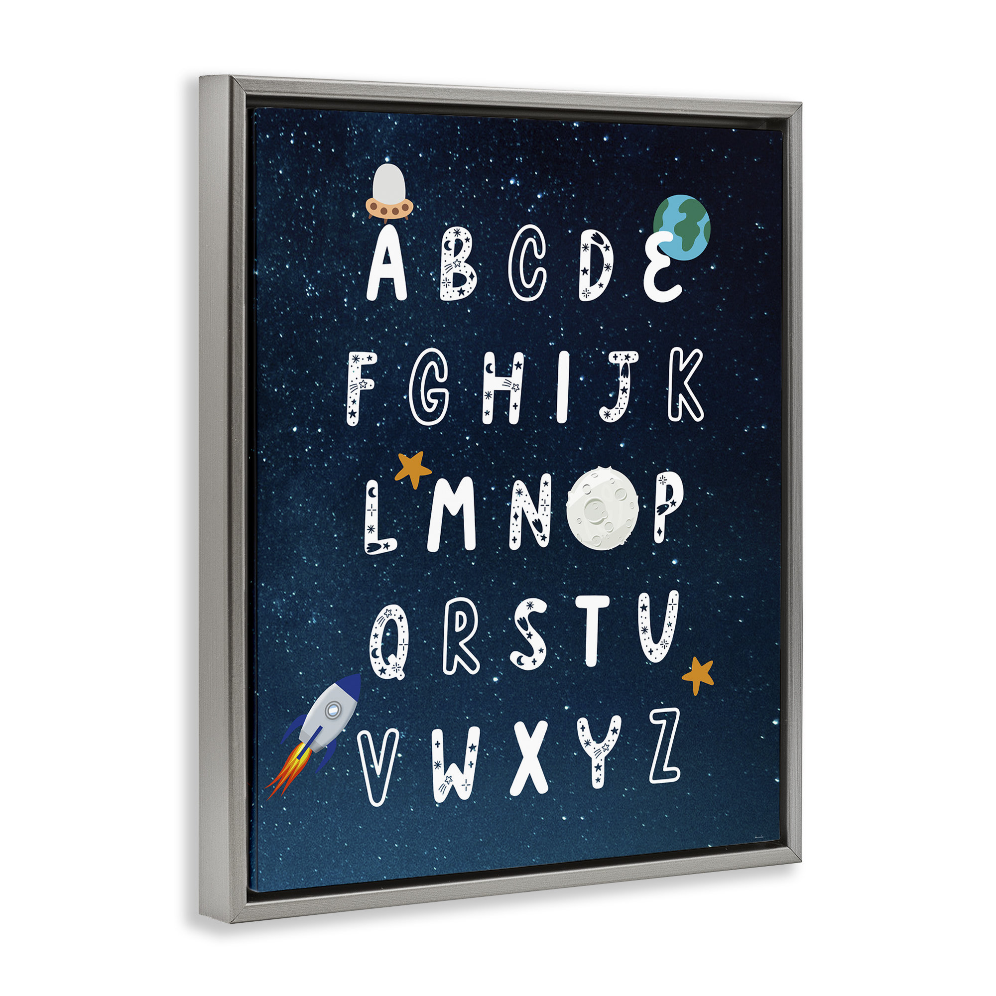Mason & Marbles Astronomy Alphabet Chart Brown Framed Floater Canvas ...