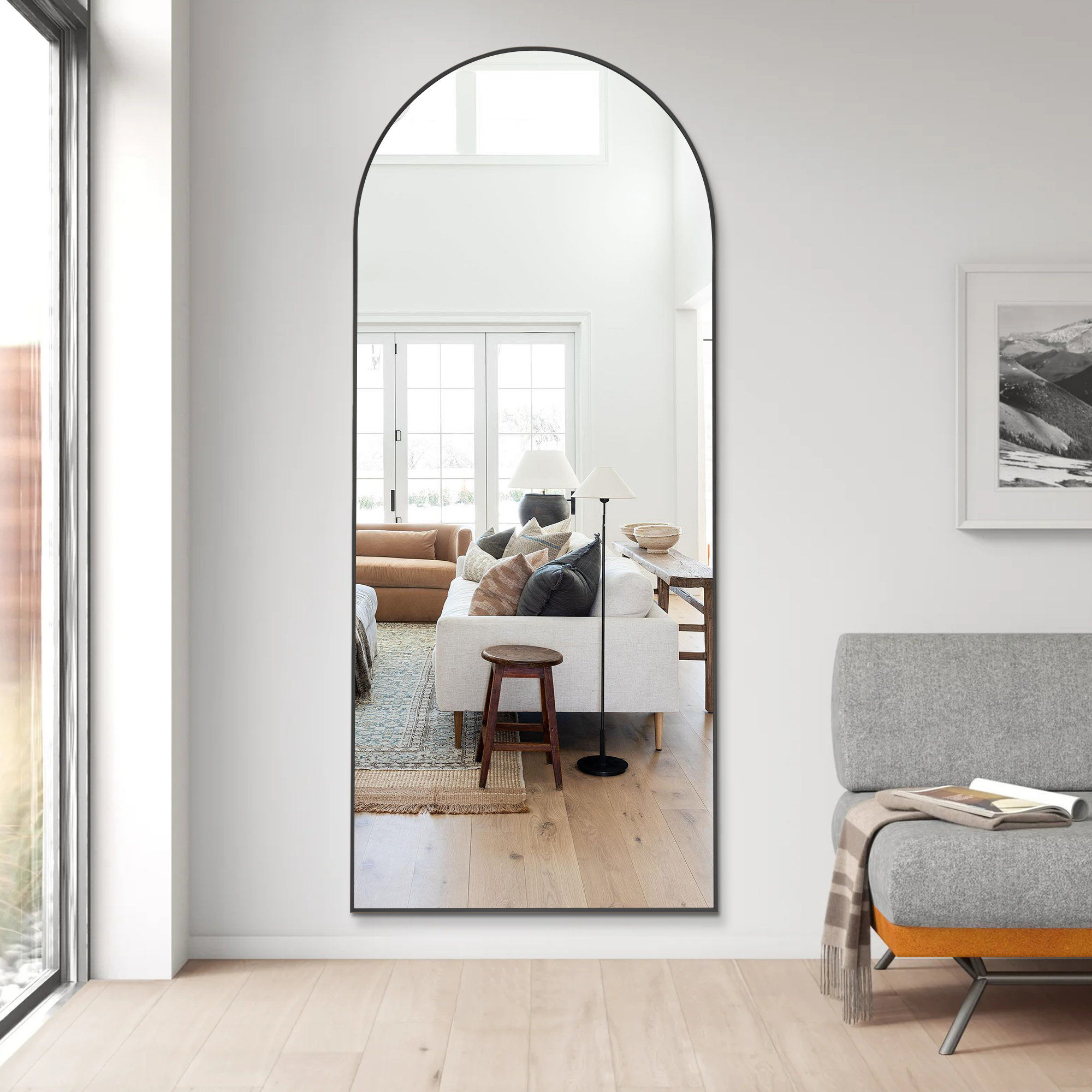 Mercer41 Polkton Gold arched wood border full length mirror, shopping ...