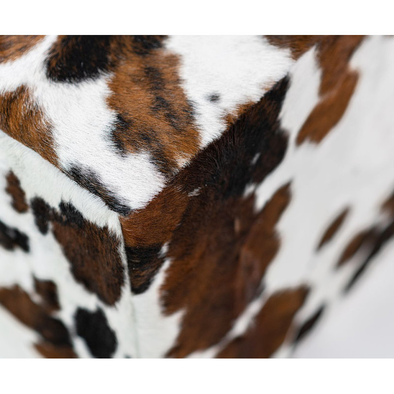 Union Rustic Kunotas Leather Cowhide Pouf - Tricolor | Wayfair