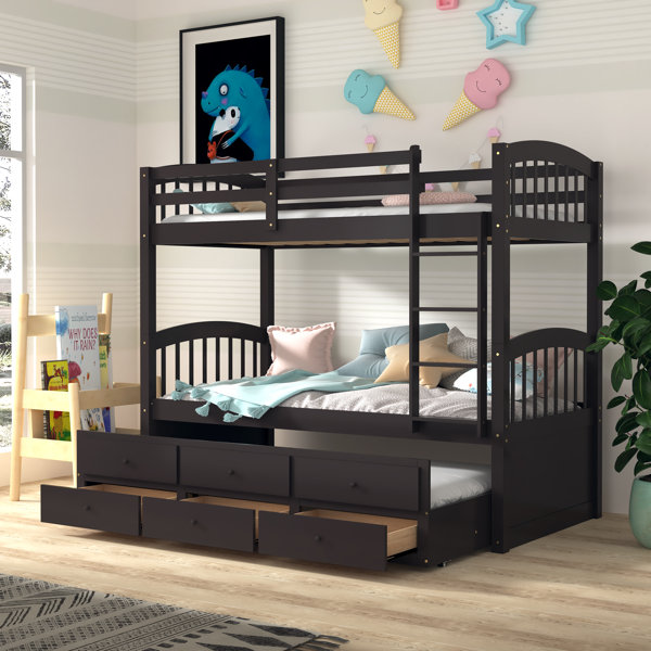 Harriet Bee Floreda Kids Twin Over Twin Bunk Bed with Trundle with ...