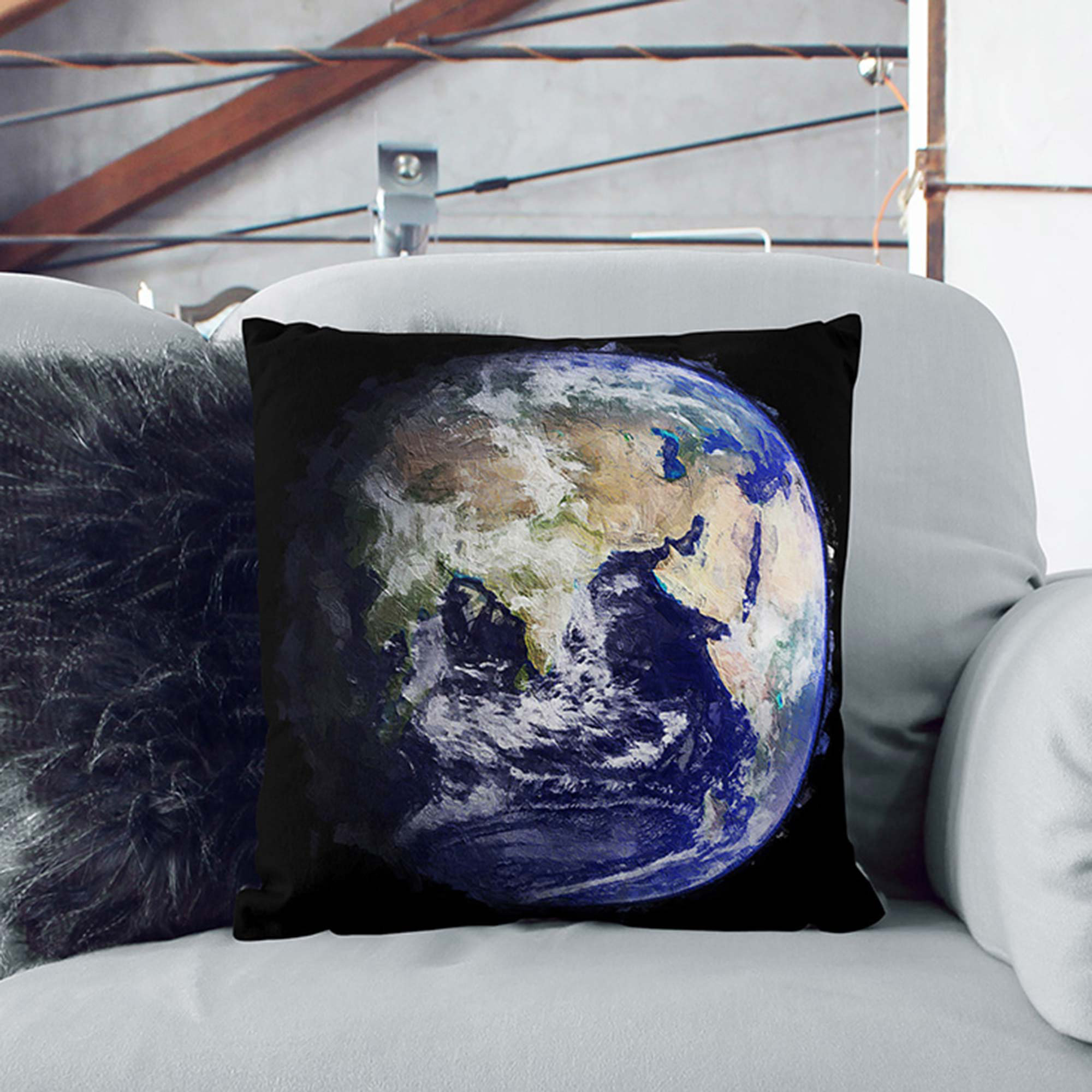East Urban Home Planet Earth in Space Cushion with Filling | Wayfair.co.uk