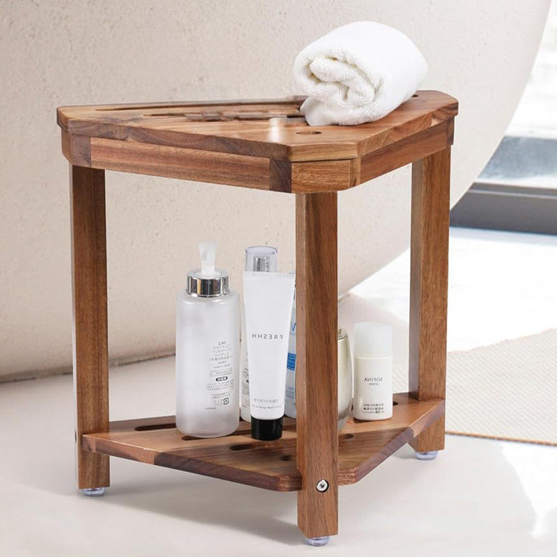Loon Peak® Shower Foot Rest 14in,Wood Shower Stool,Waterproof Corner ...