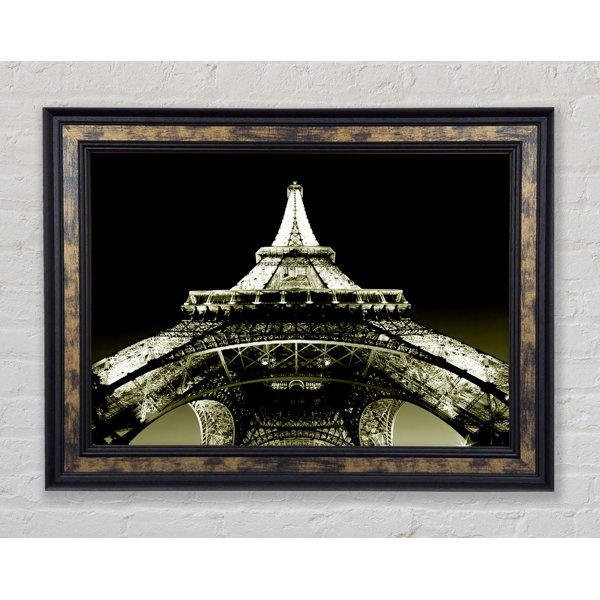 Bright Star Under The Eiffel Tower Sepia - Single Picture Frame Print ...