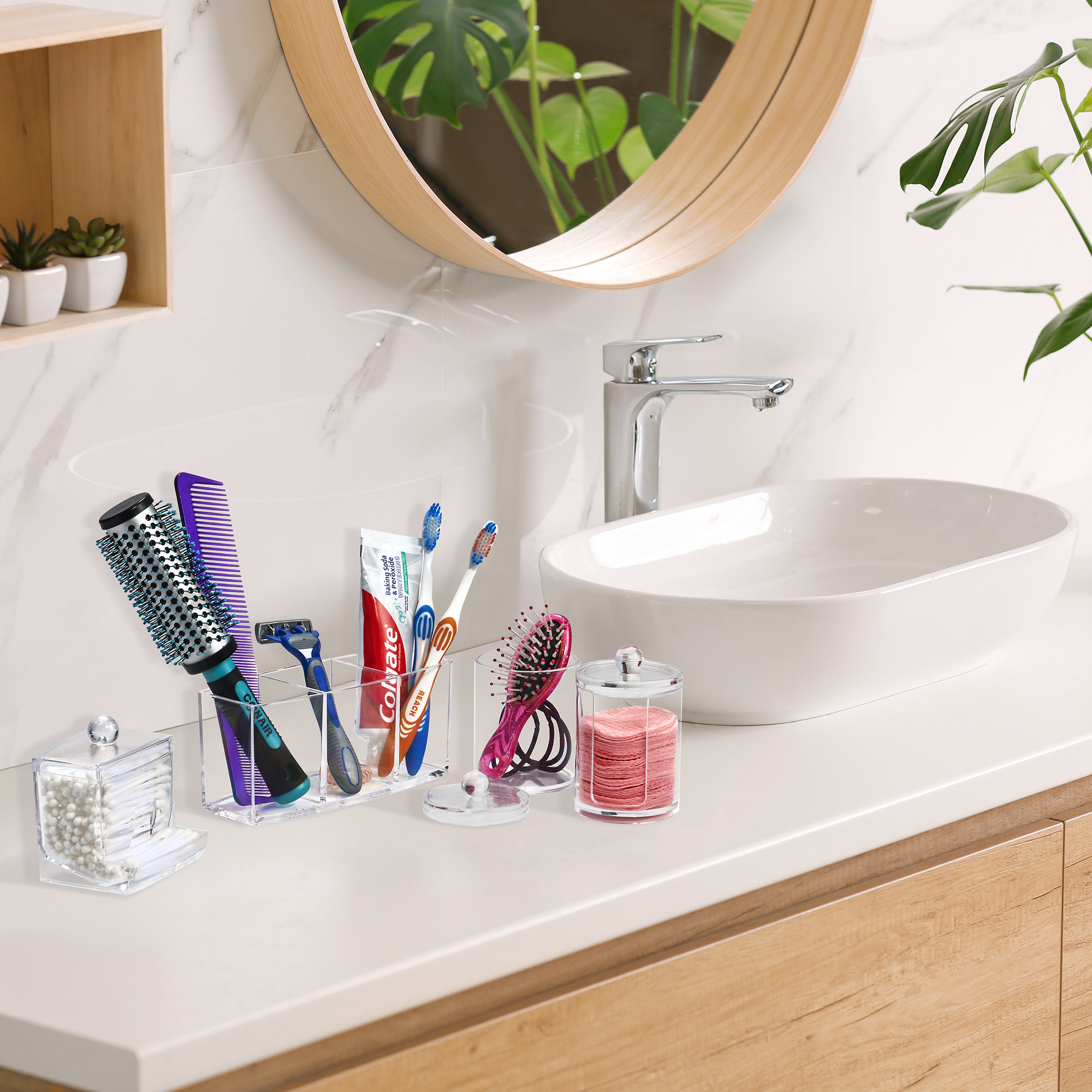 Sorbus 4 Variety Pack Clear Acrylic Bathroom Storage and Organizer Set ...