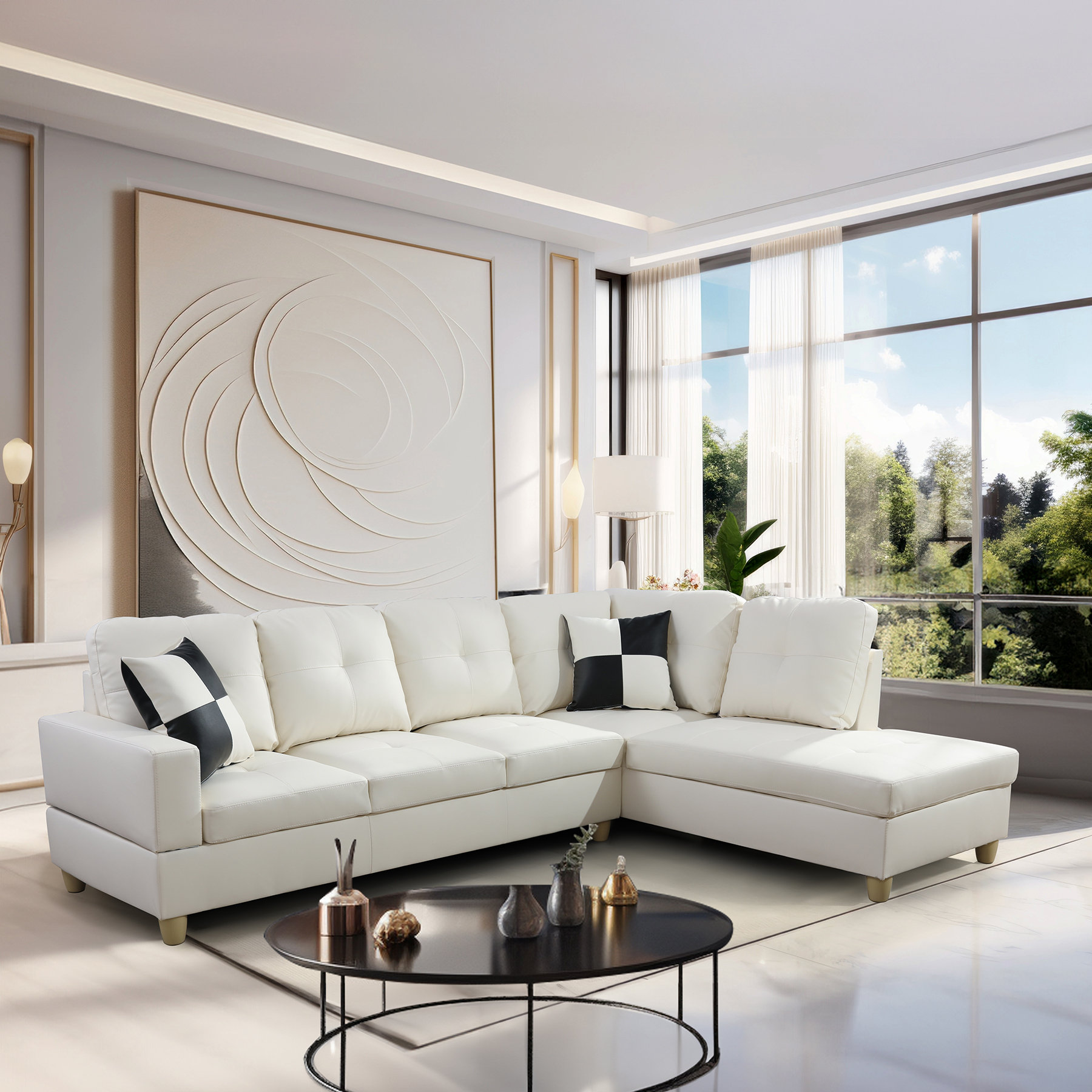 Latitude Run® Rahaim 2 - Piece Faux Leather Sofa & Chaise | Wayfair