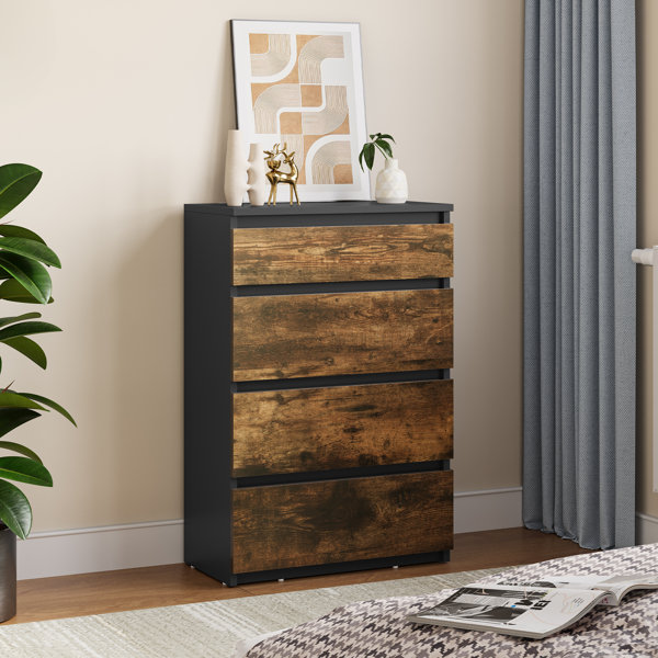 Latitude Run 4-Drawer Wood Chest Of Drawers，60Cm W Bedroom Drawers ...
