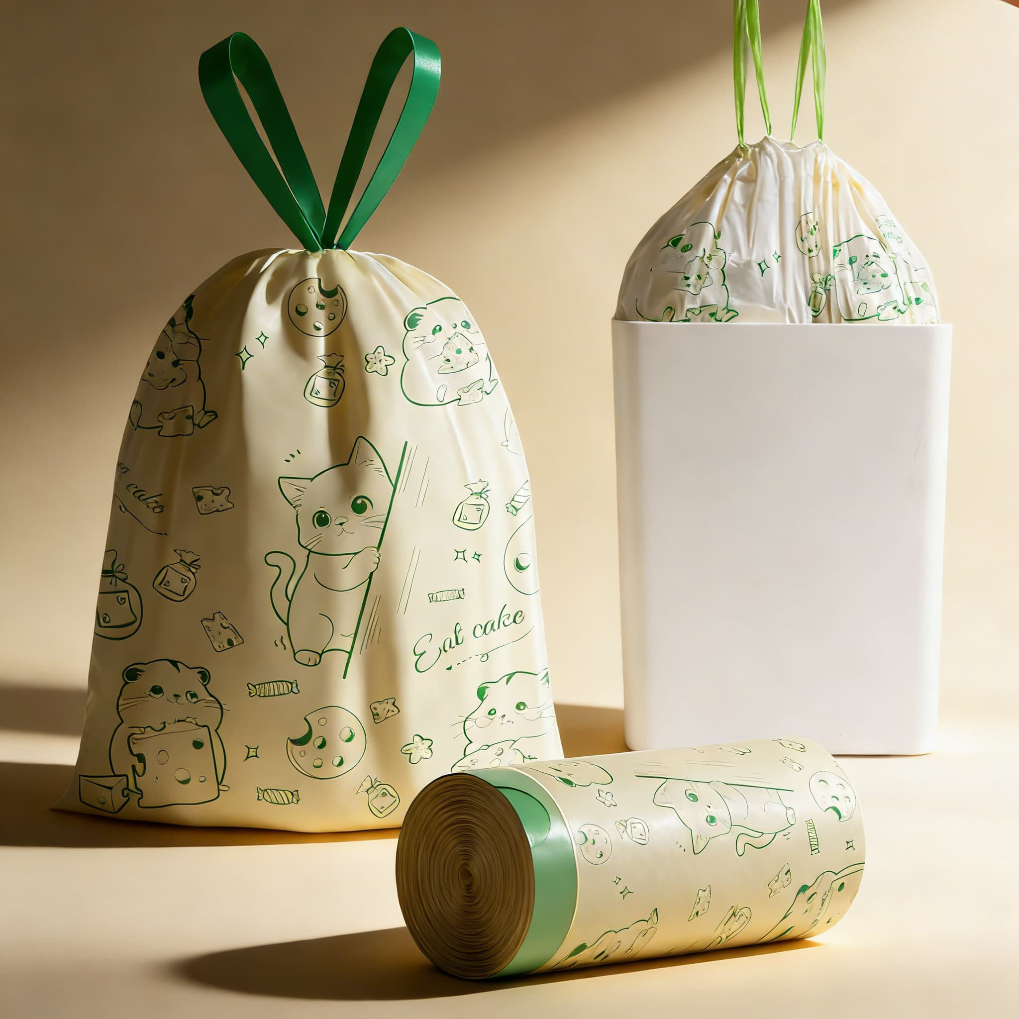 Babiru Drawstring Trash Bags 4 Gallon, Tear-Resistant Small Garbage ...