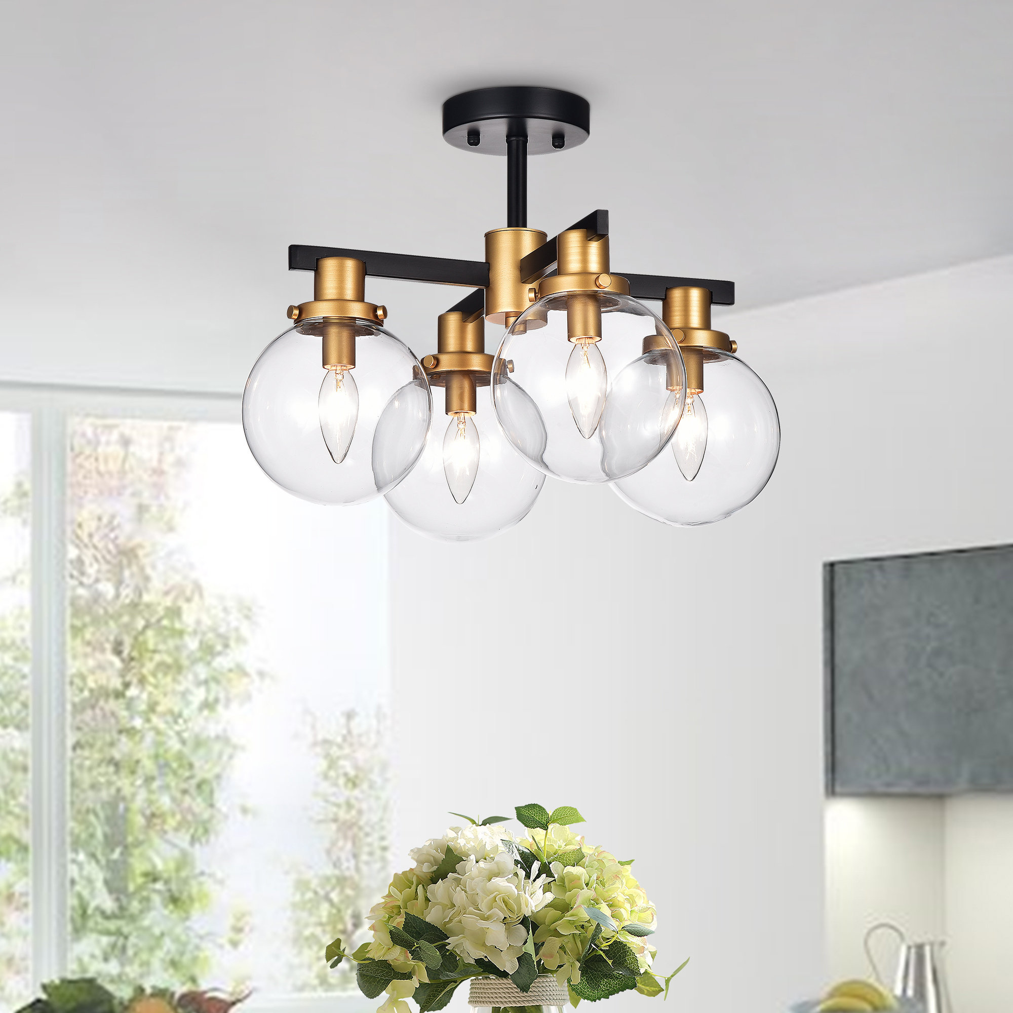 George Oliver Haffner 4 - Light 18" Chandelier Style Globe Semi Flush ...