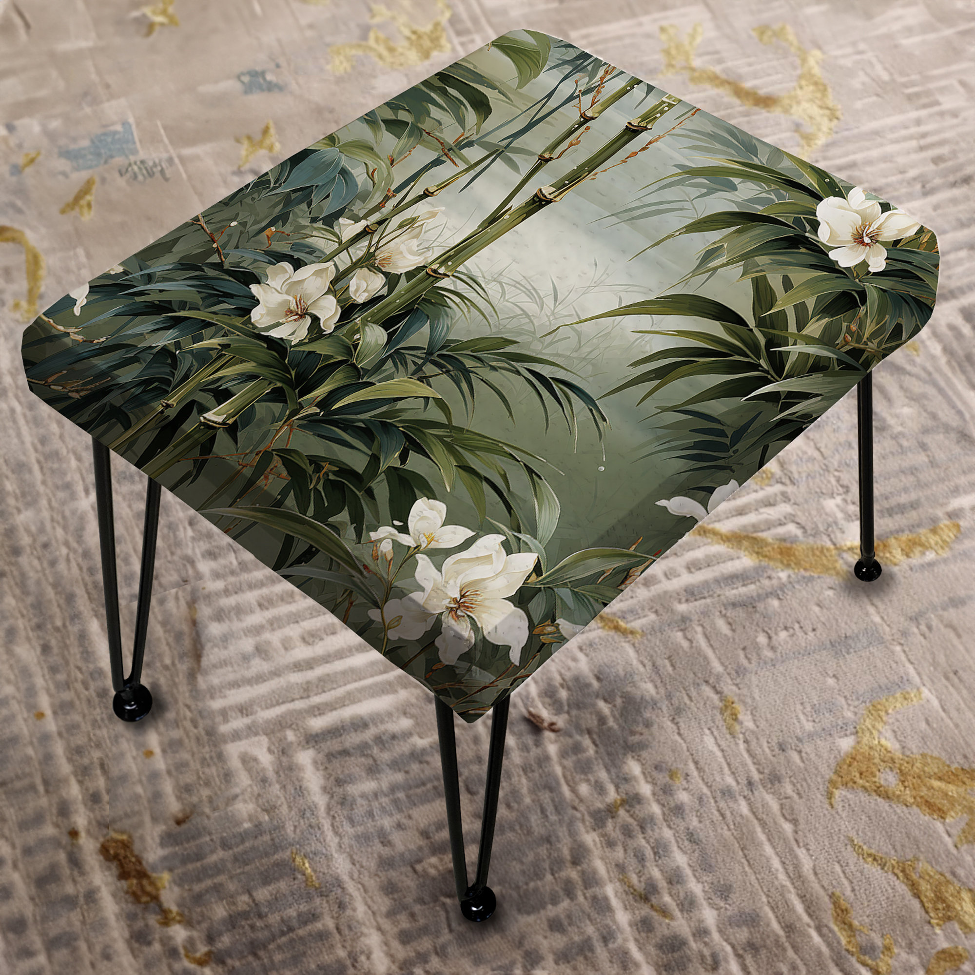 Design Art Bamboo Reflections Tropical Pattern - Tropical Rectangle Ottoman | Wayfair