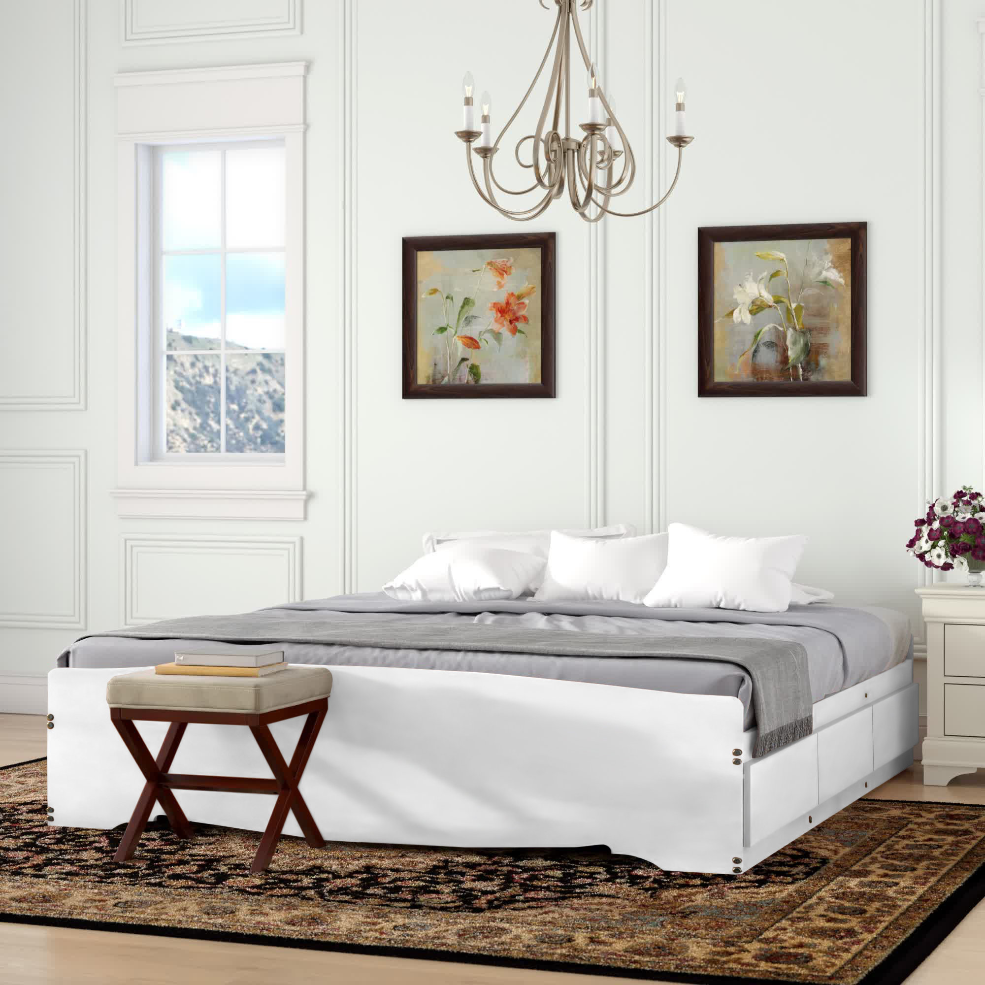 Platform storage bed with 6 drawers store