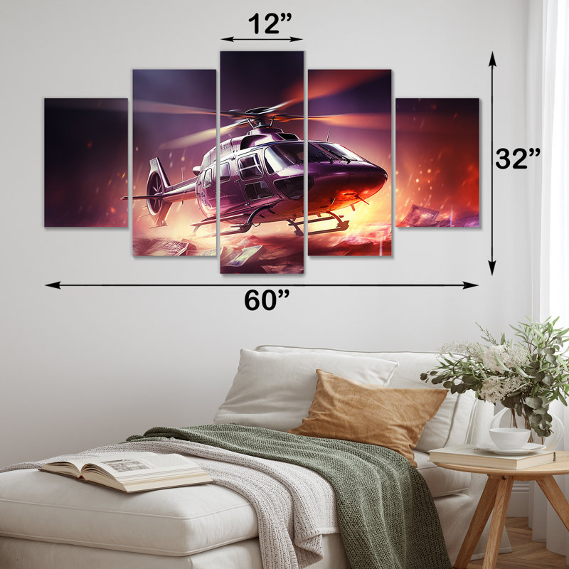 17 Stories Wealthy Helicopter Over Money - Helicopter Multipanel Wall ...