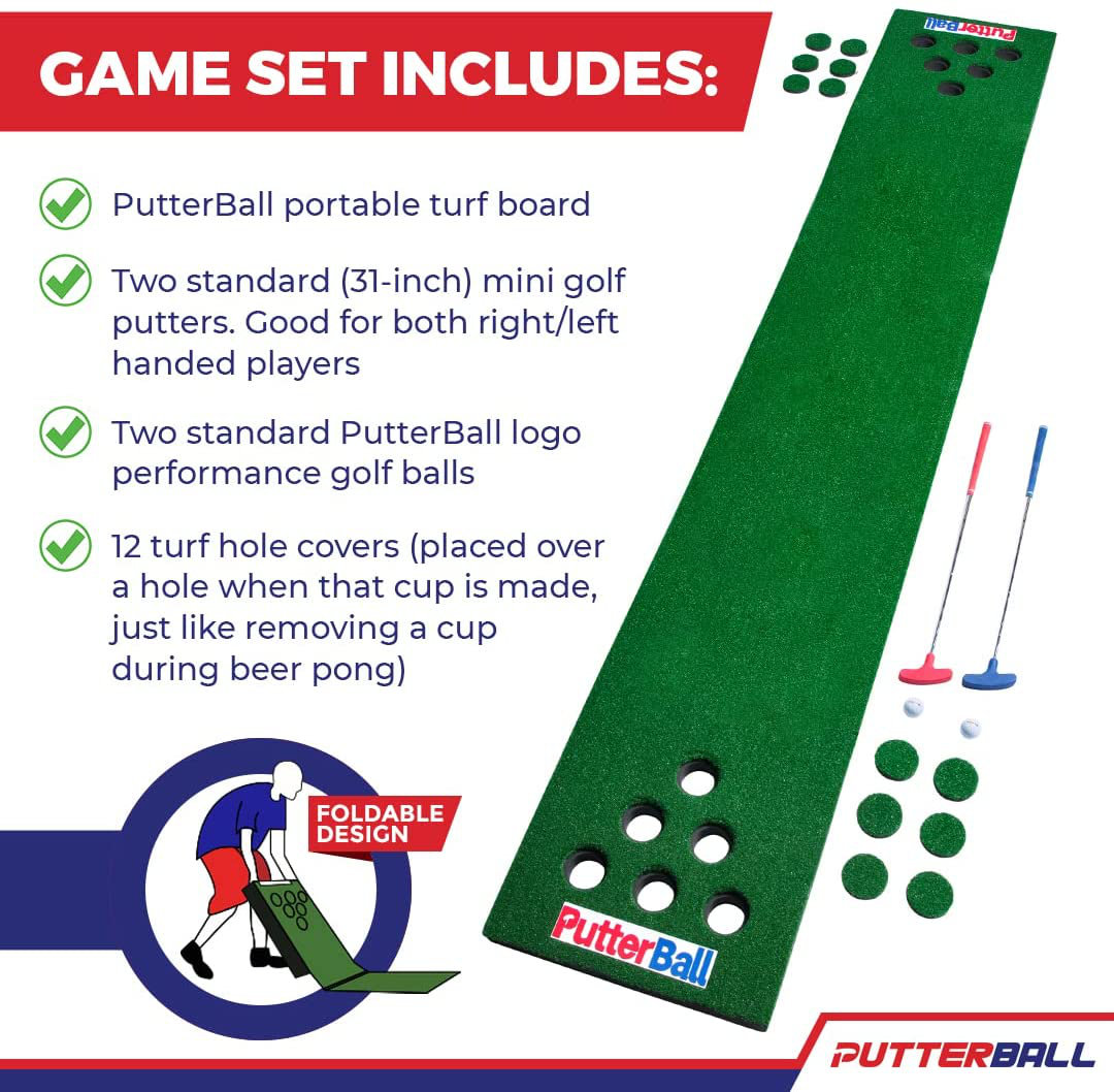 Putterball Golf Pong Game Set The Original - Includes 2 Putters, 2 Golf ...