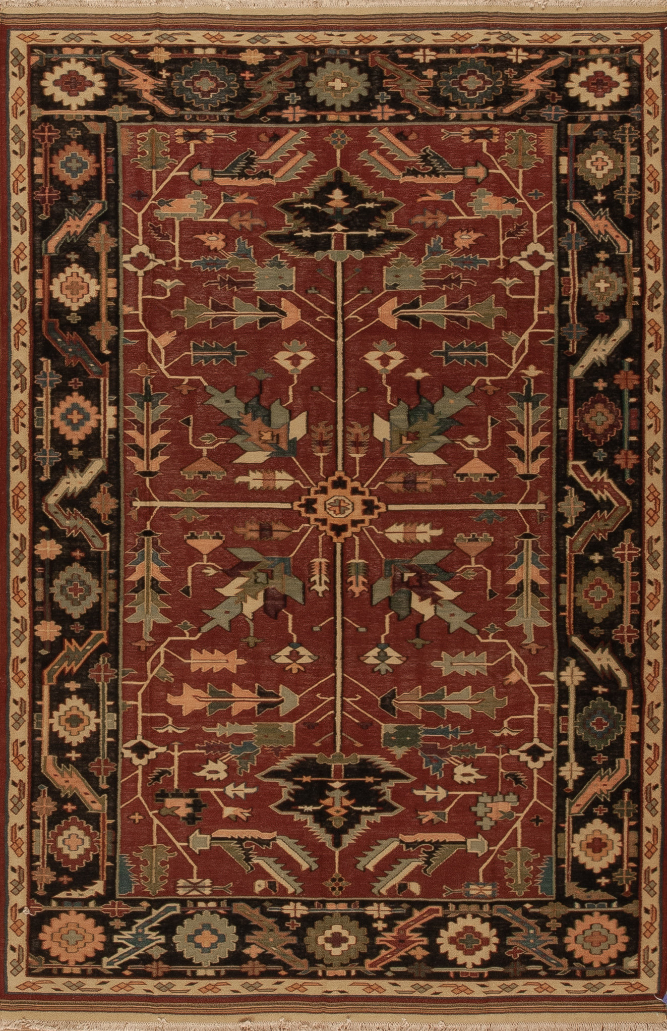 Samad Rugs Discovery Rectangle 6'1" x 9'2" Area Rug in Red/Black/Beige ...